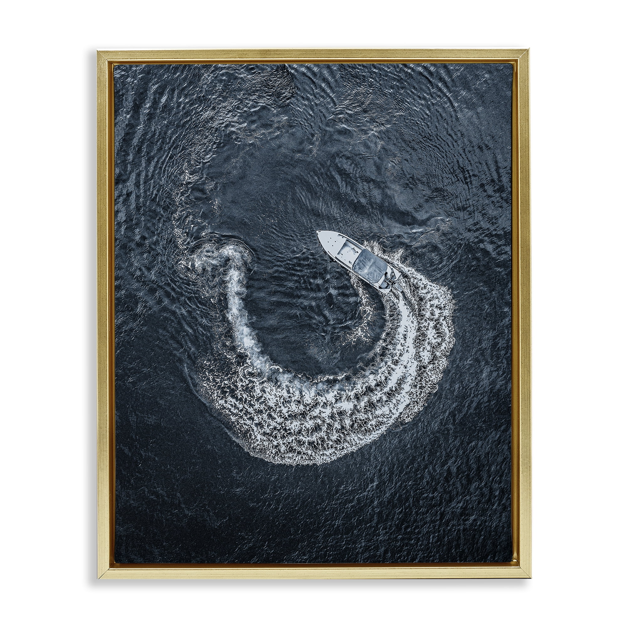 Stupell Industries Boat Circling Water Transportation Photography Gold ...