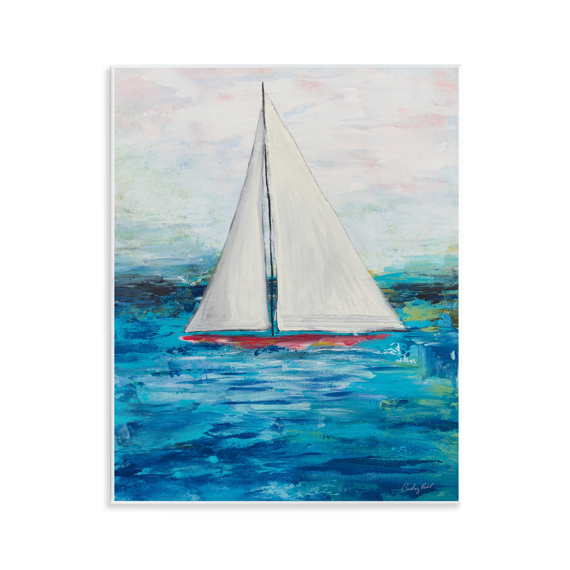Stupell Industries Boat Setting Sail Coastal Painting Unframed Art ...