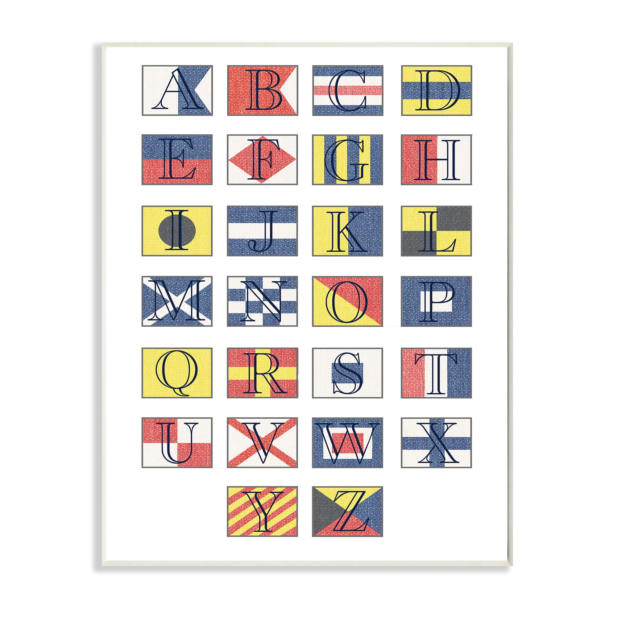 Stupell Industries Boating Flag Alphabet Geometric Nautical Chart ...