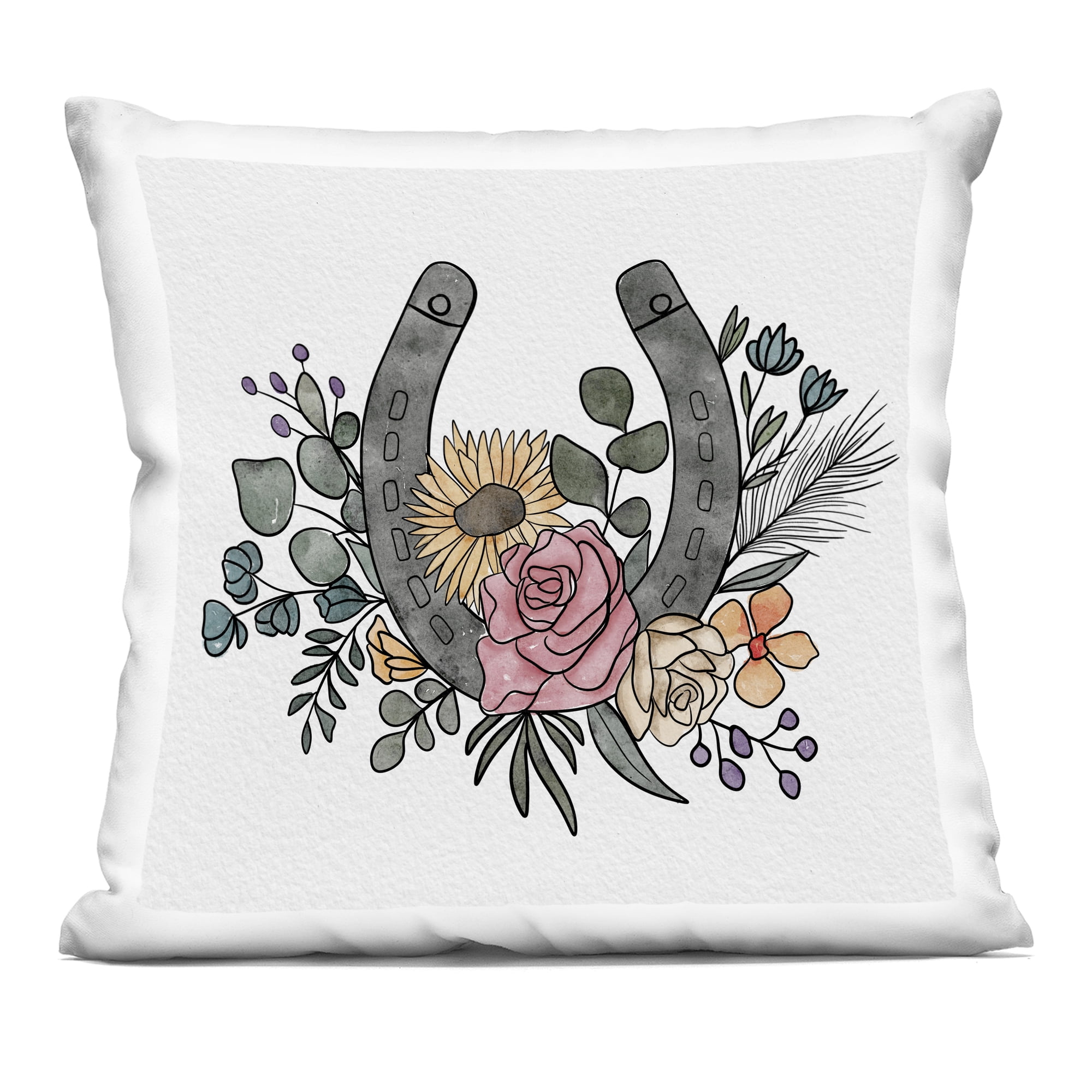 Stupell Industries Boho Floral Horseshoe Decorative Printed Throw ...