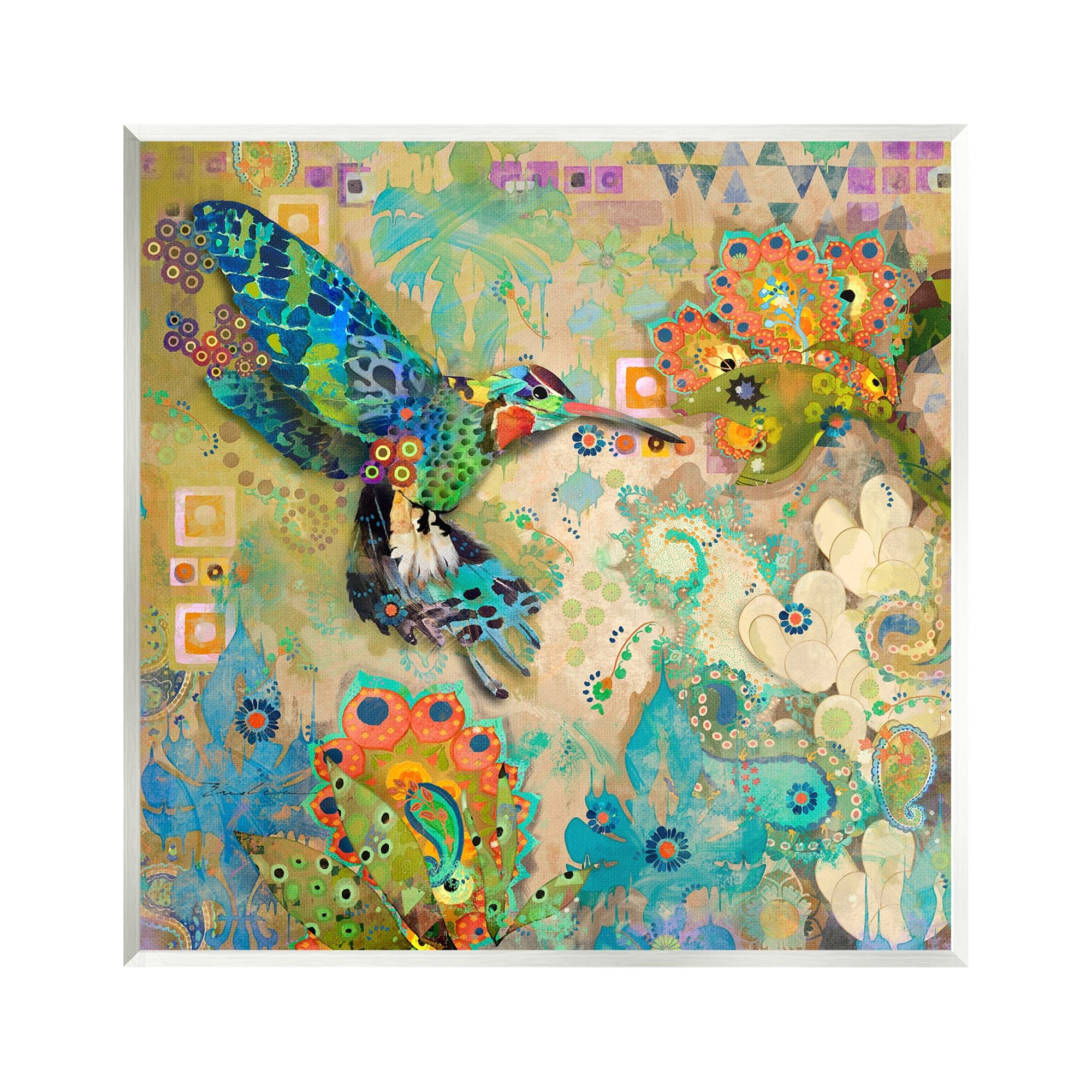 Stupell Industries Boho Hummingbird Pattern Animals & Insects Painting ...
