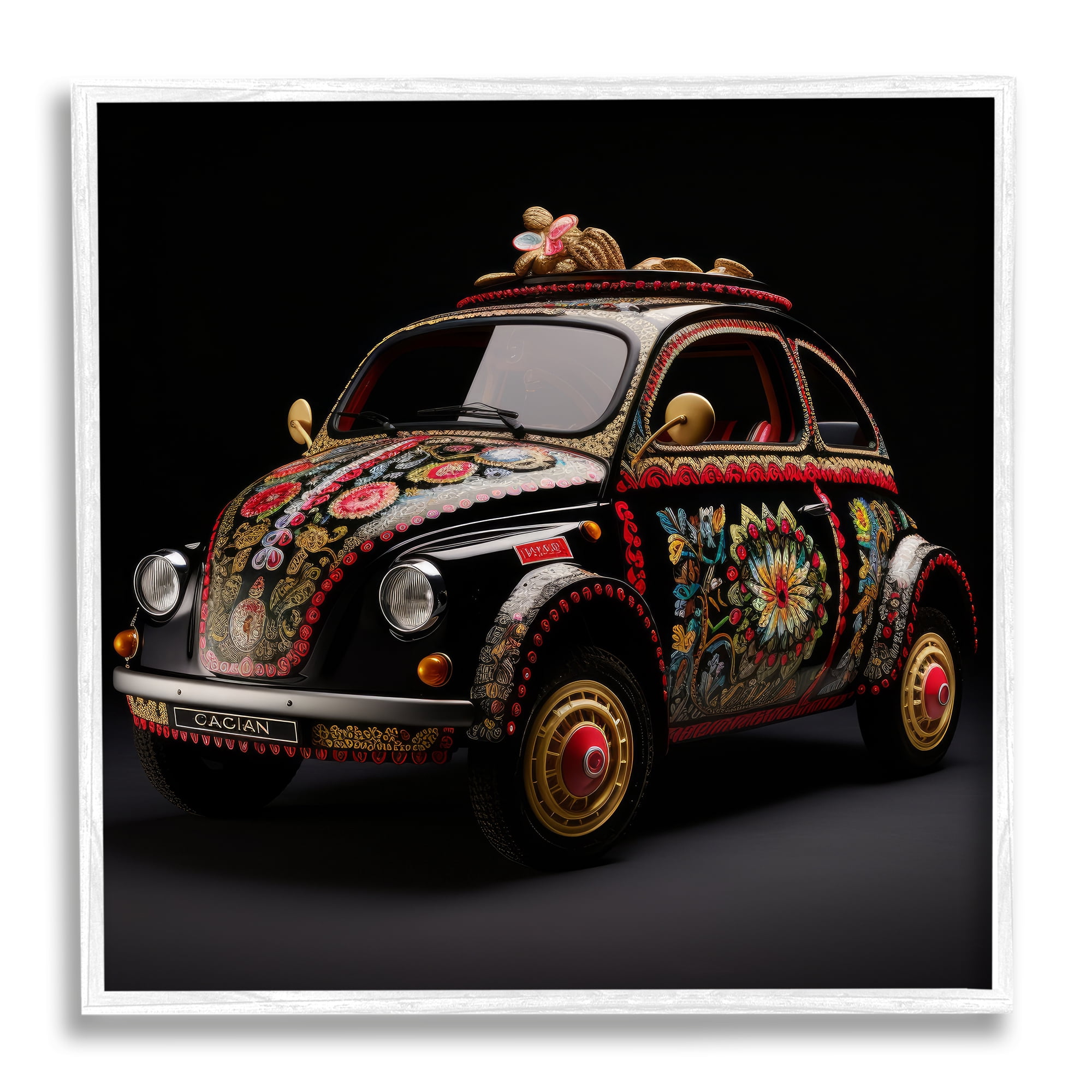 Stupell Industries Boho Pattern Antique Car Transportation Painting ...