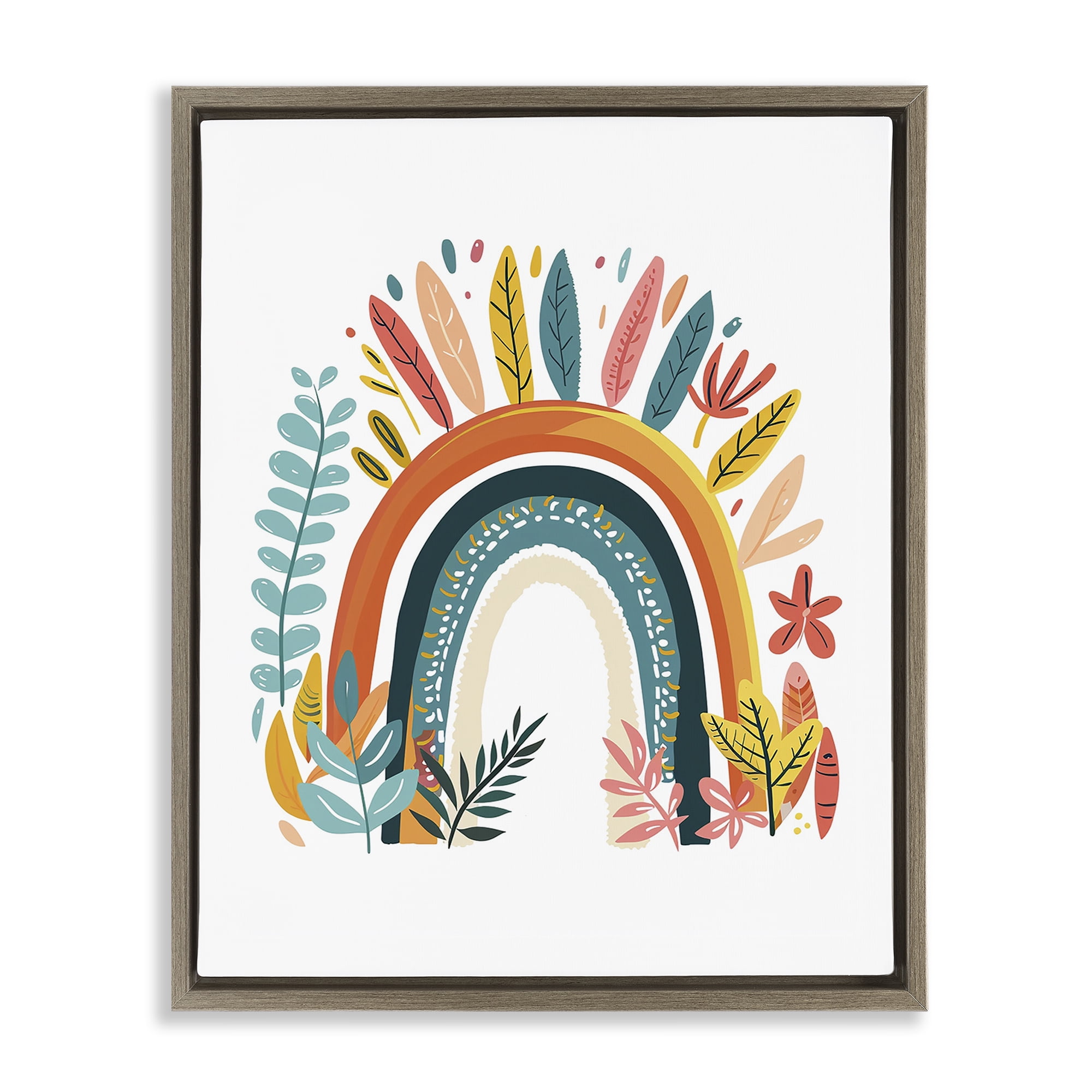 Stupell Industries Boho Rainbow Blooms Plants & Flowers Painting Brown ...