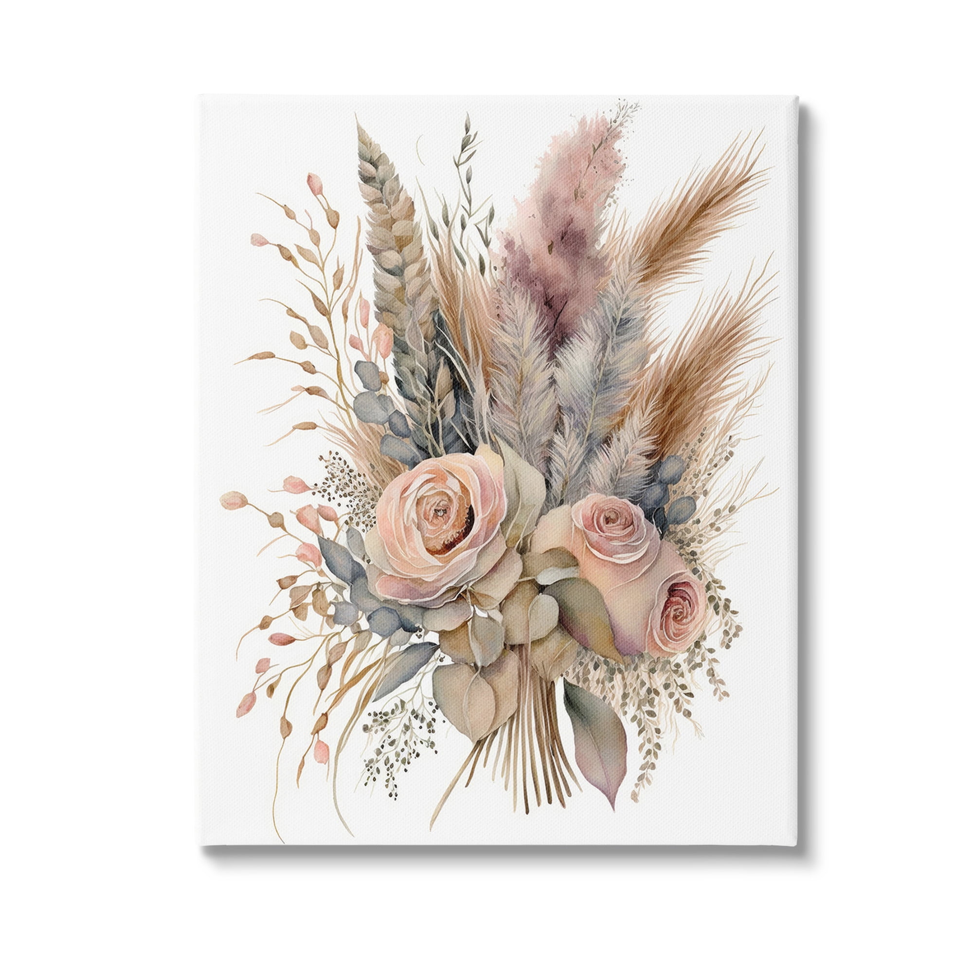 Stupell Industries Boho Rose Pampas Botanical & Floral Painting Gallery ...
