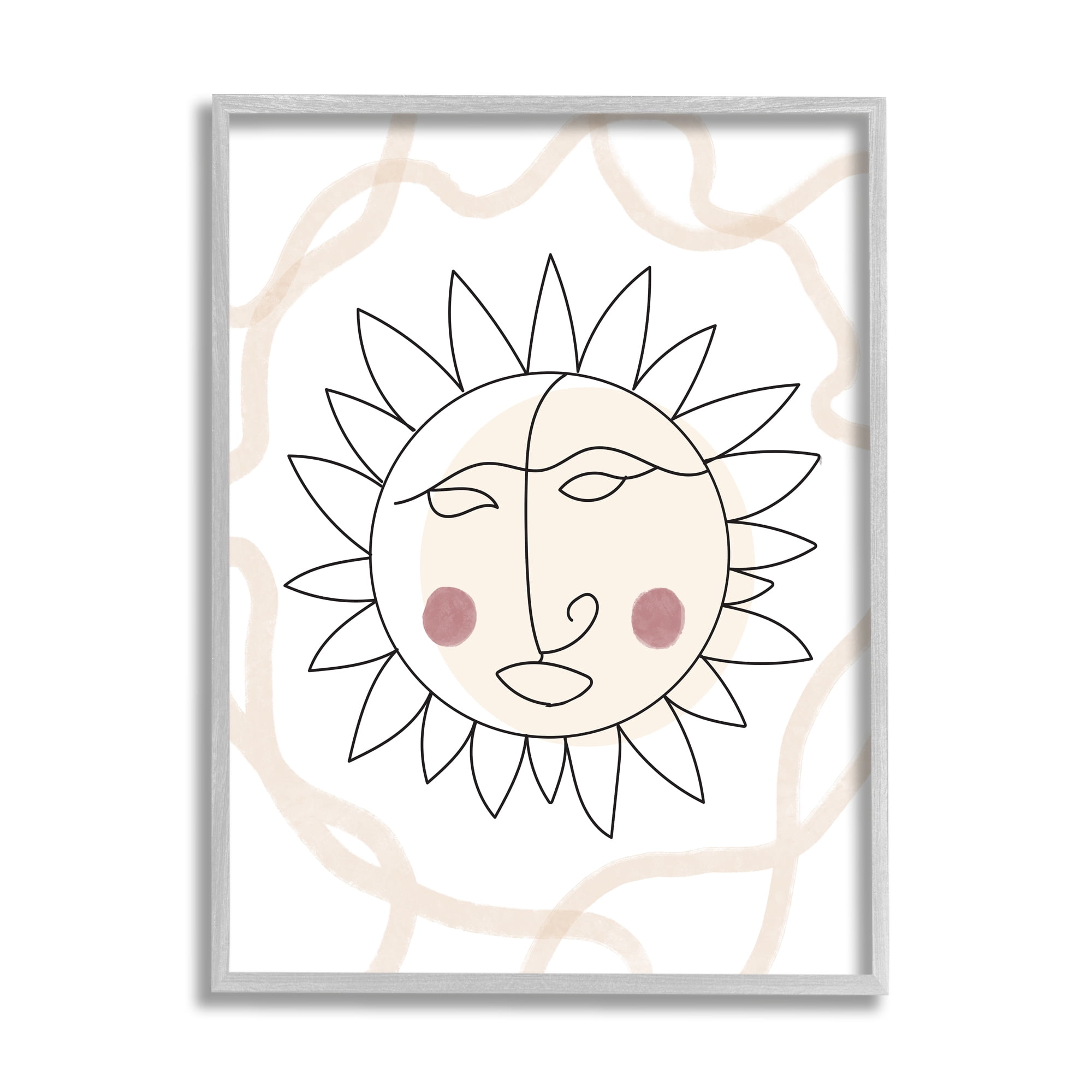 Stupell Industries Boho Sun Line Drawing Solar Rays Squiggle Framed ...