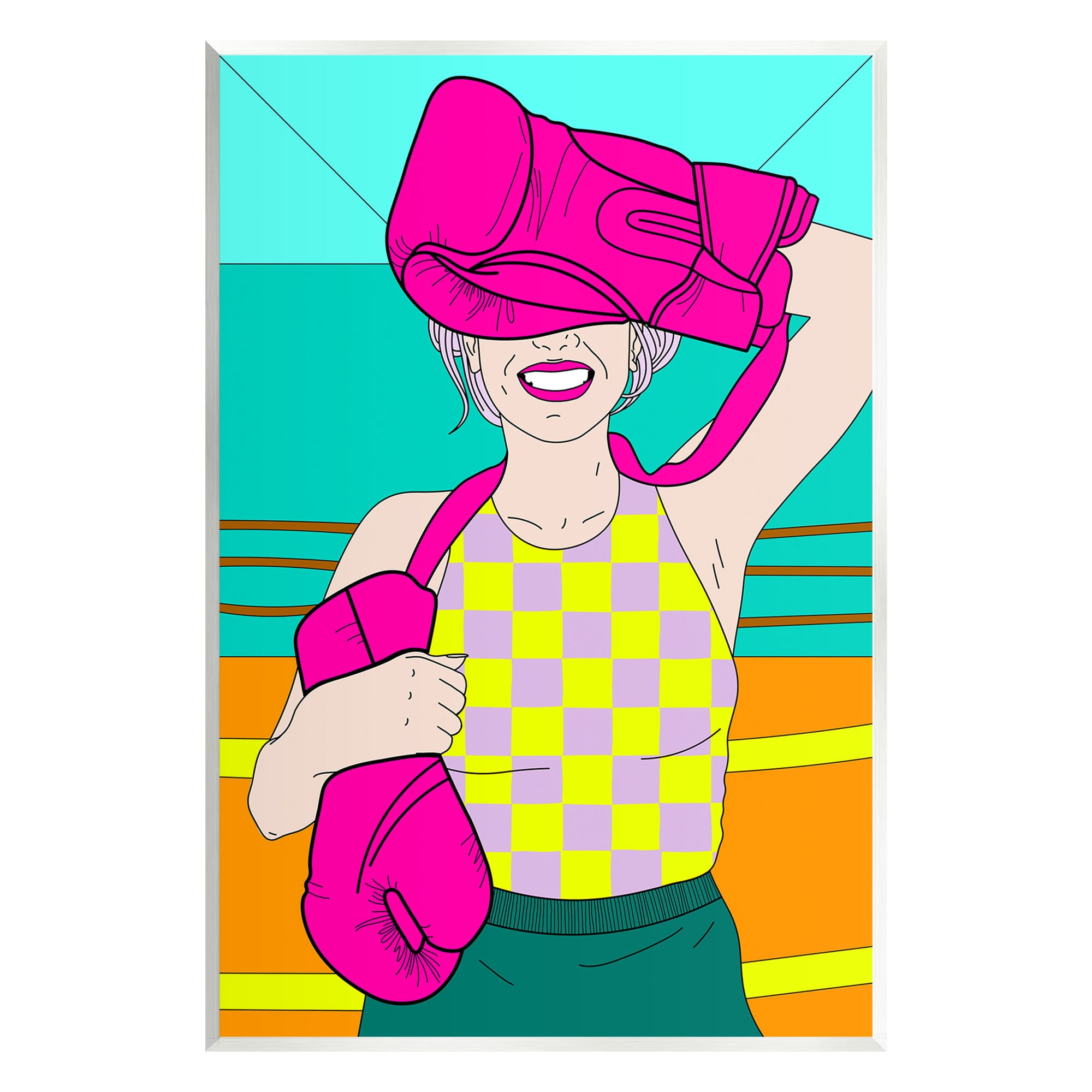 Stupell Industries Bold Kickboxing Woman Sports Painting Unframed Art ...