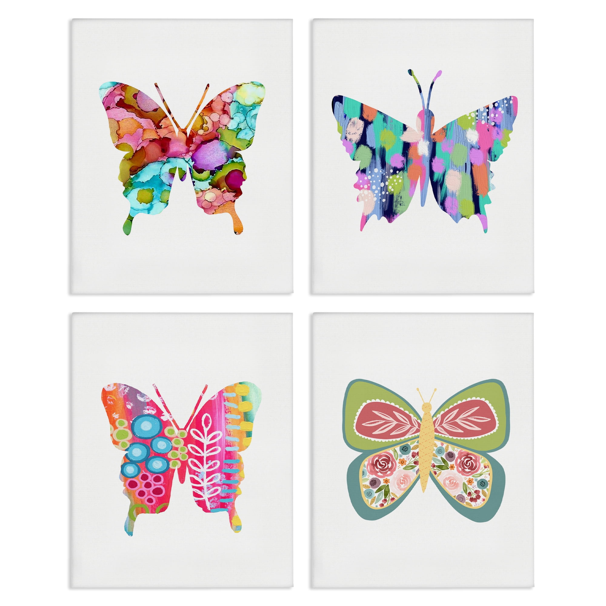 Stupell Industries Bold Patterned Butterflies Insects Painting Wrapped ...