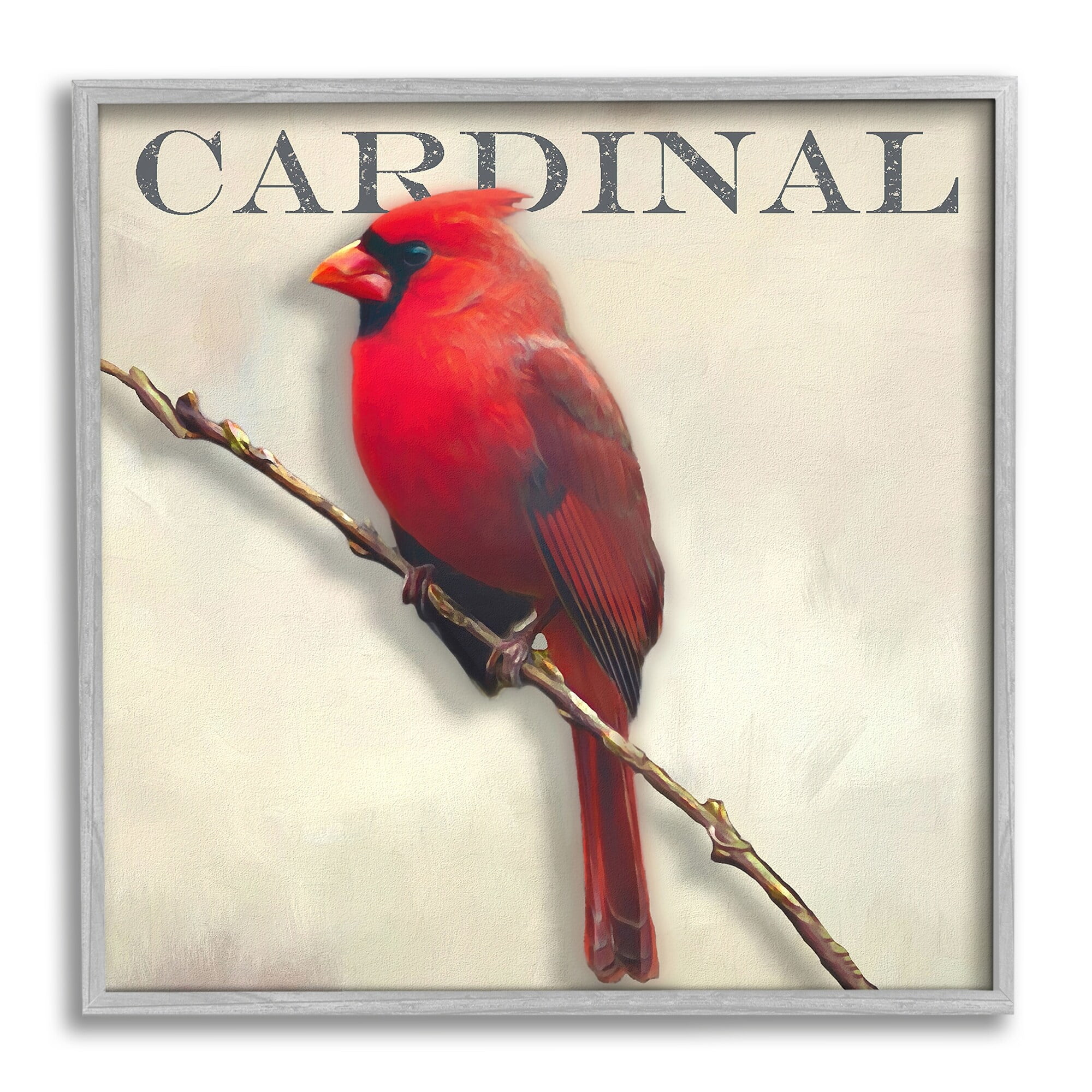 Stupell Industries Bold Red Cardinal Bird Portrait Rustic Text Design ...