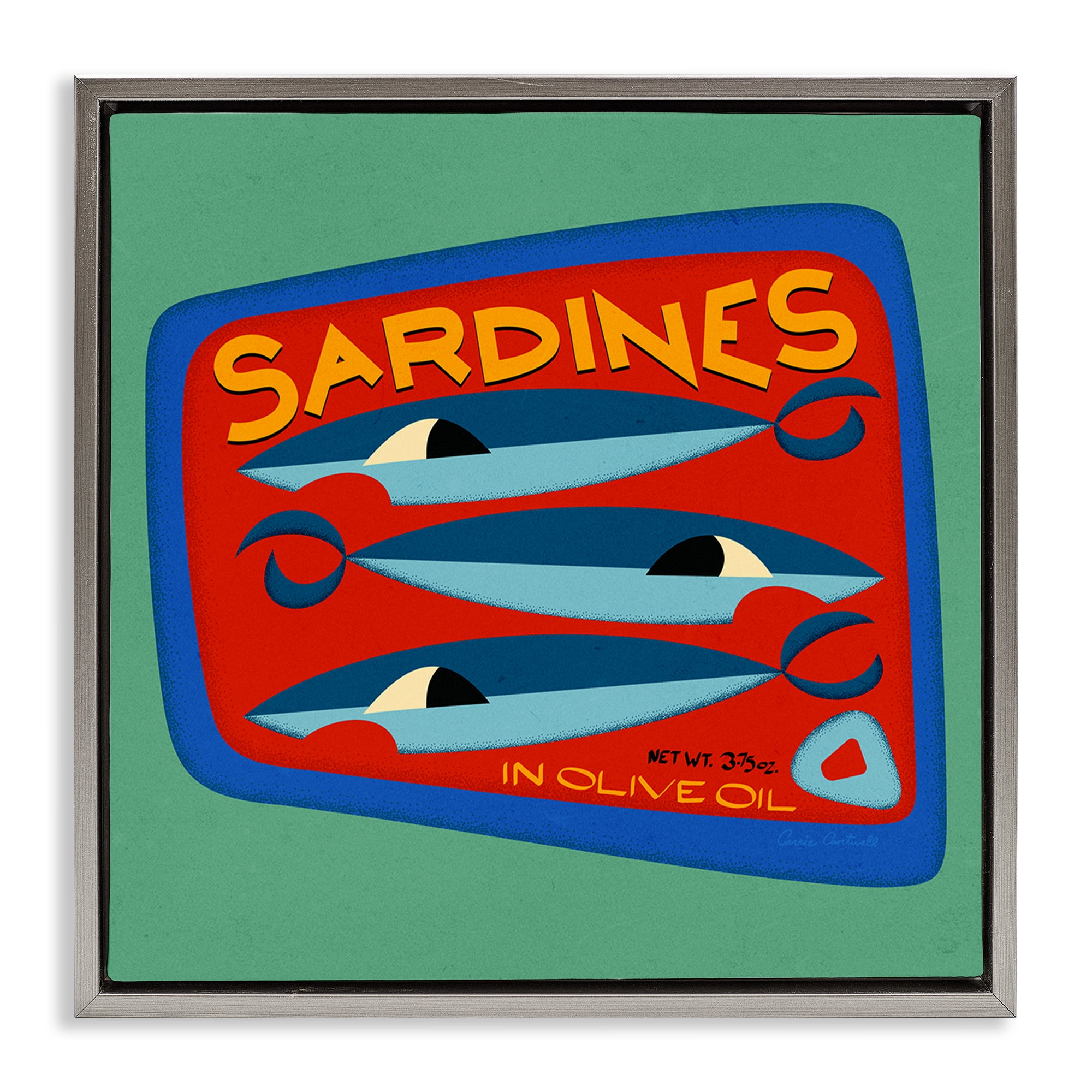Stupell Industries Bold Sardines Can Food & Beverage Painting Gray ...