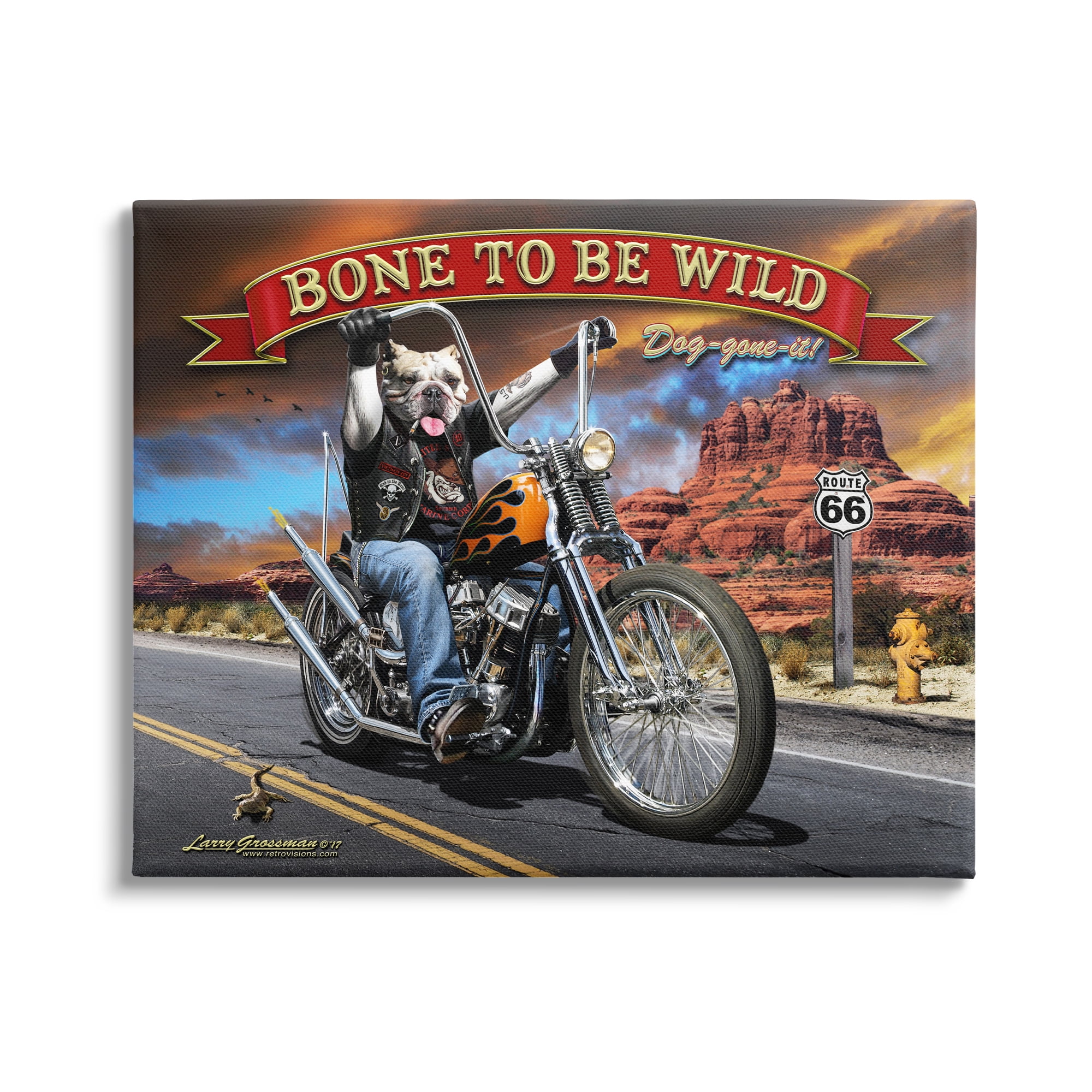Stupell Industries Bone Wild Motorcycle Dog Transportation Painting ...