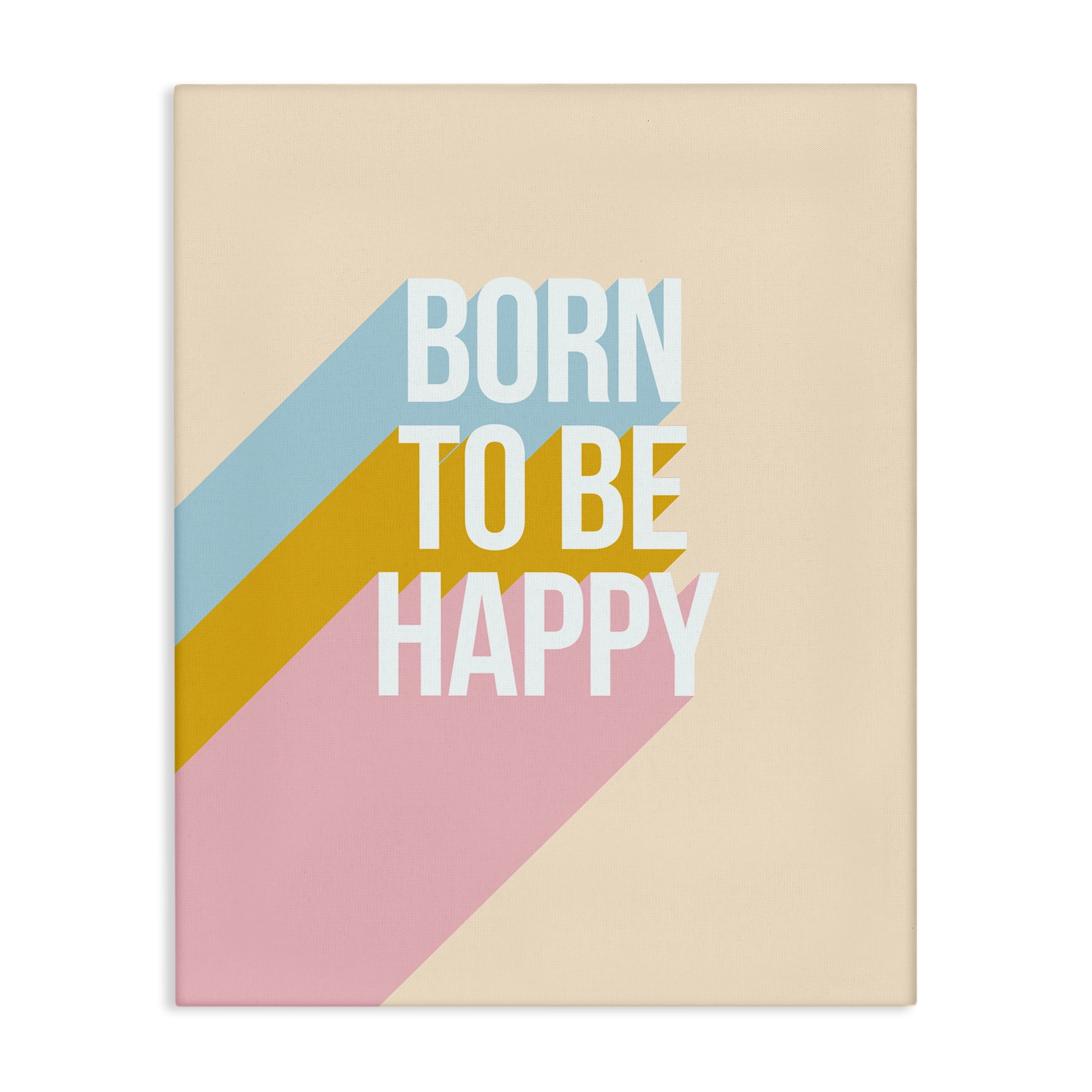 Stupell Industries Born To Be Happy Pastel Text & Numbers Painting ...
