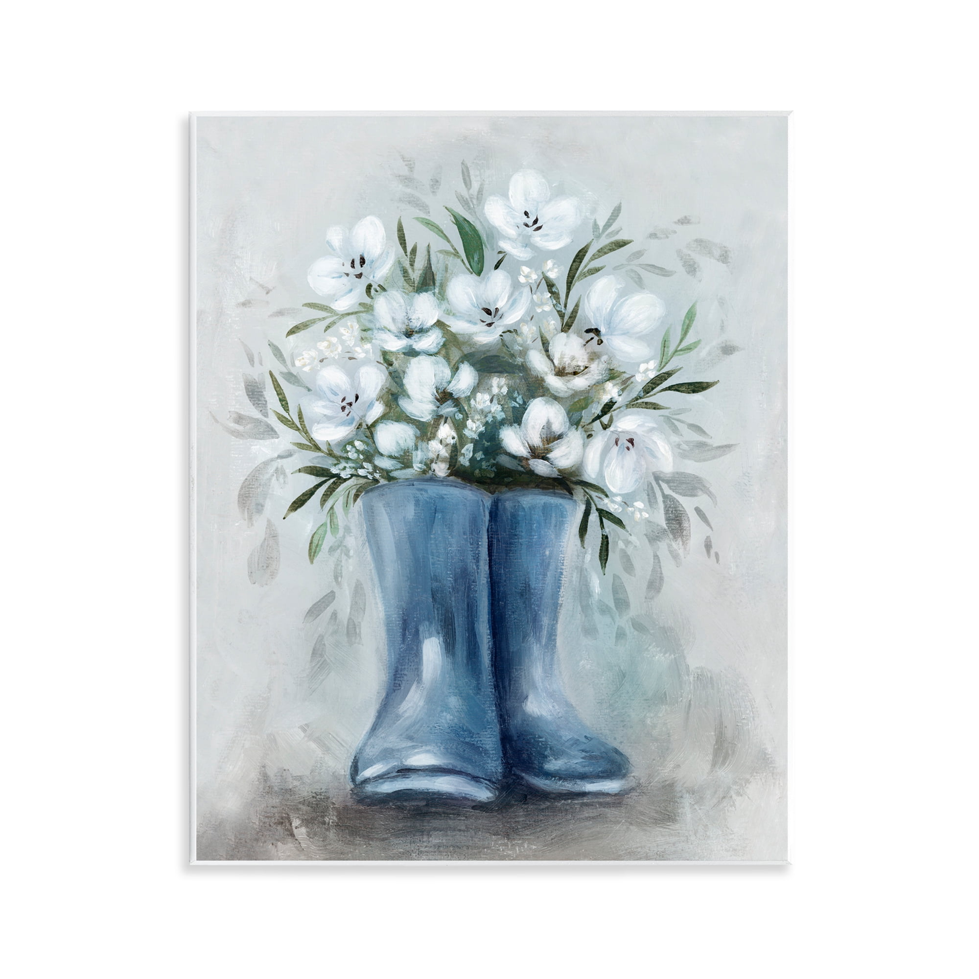 Stupell Industries Botanical Bouquet in Blue Boots Wall Plaque Art ...