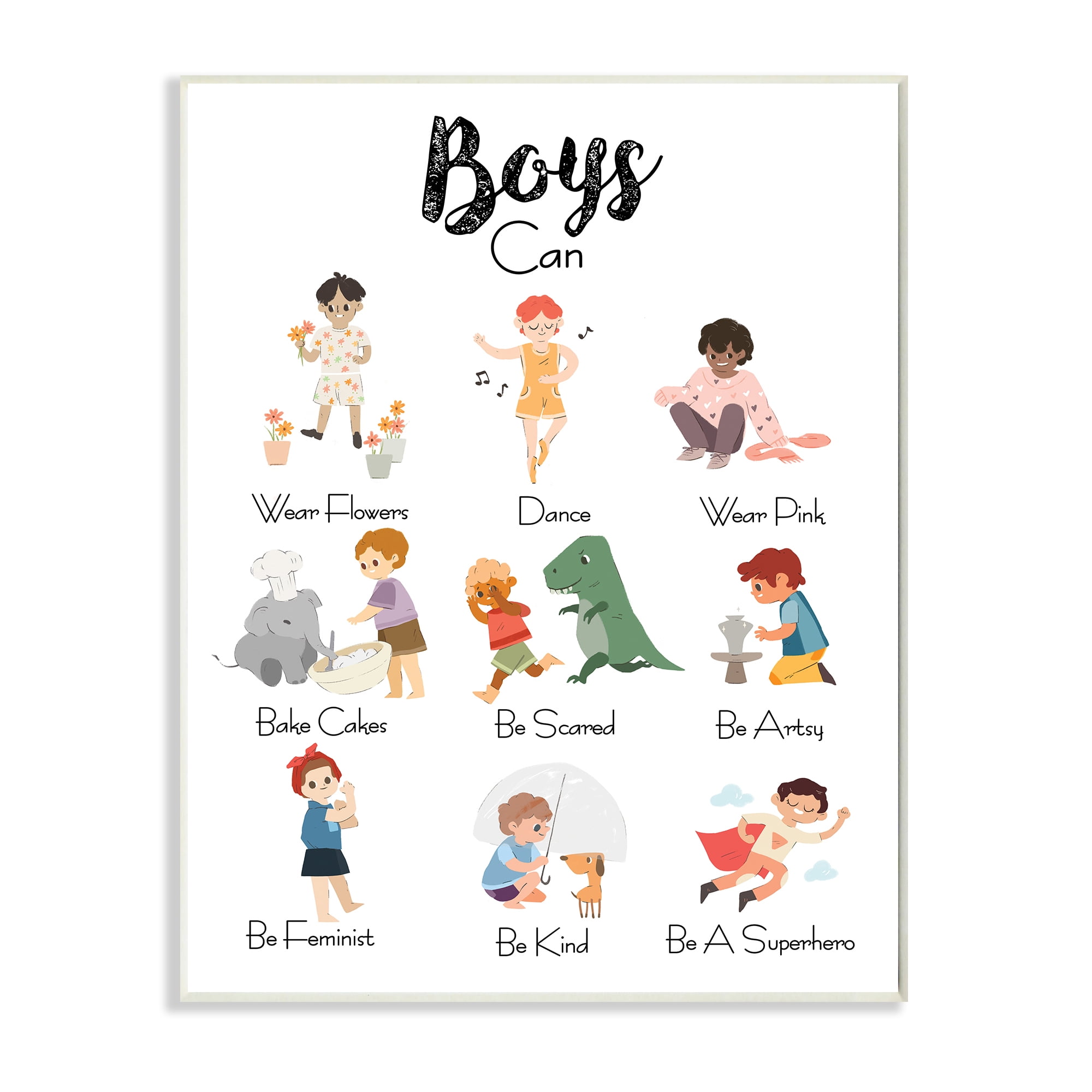 Stupell Industries Boys Can Phrase Inclusive Chart of Fun Activities ...