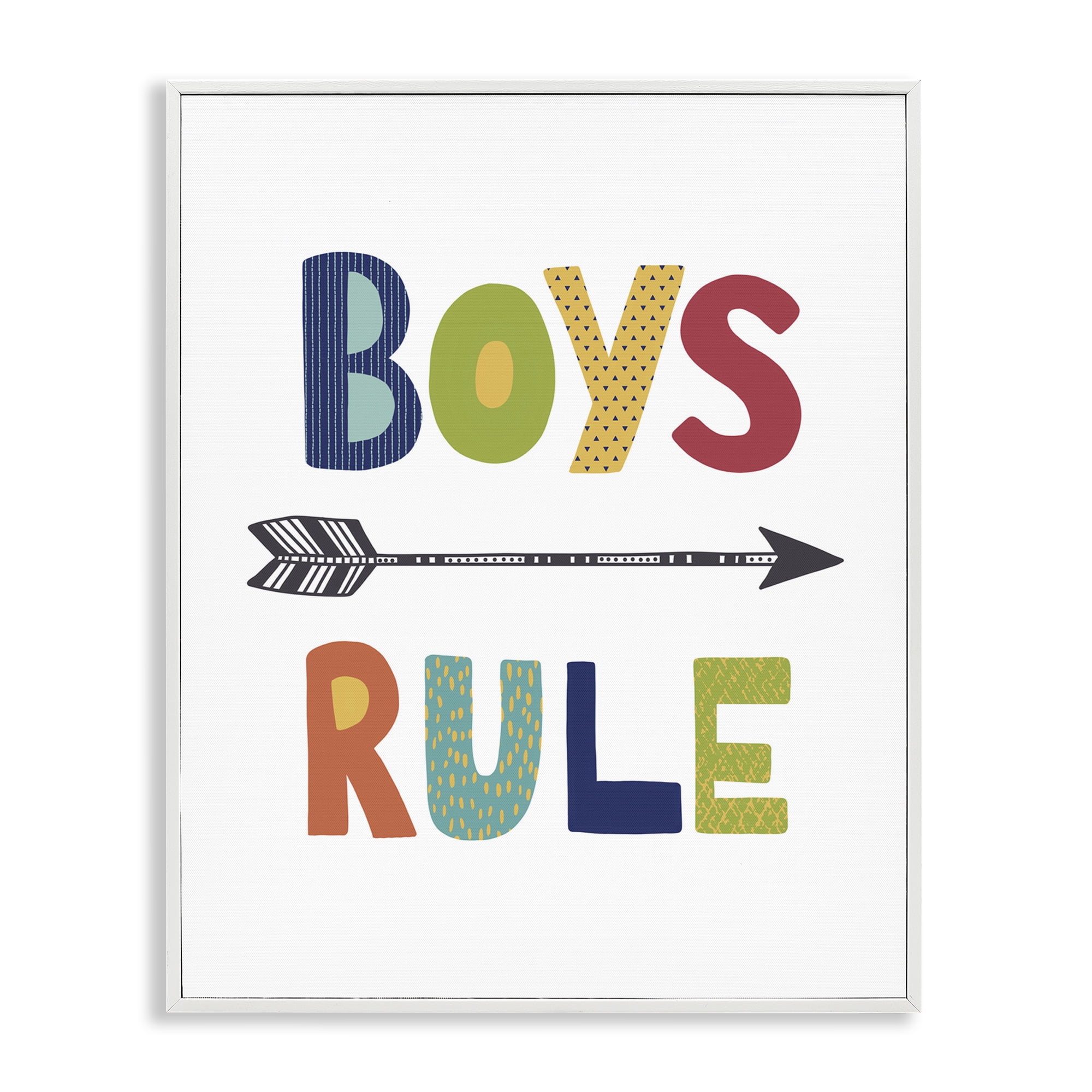 Stupell Industries Boys Rule with Arrow Typography Painting White ...