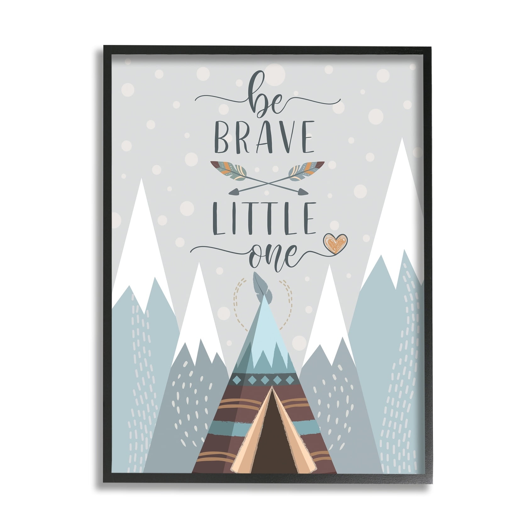 Stupell Industries Brave Little One Phrase Snow Mountain Range Teepee ...