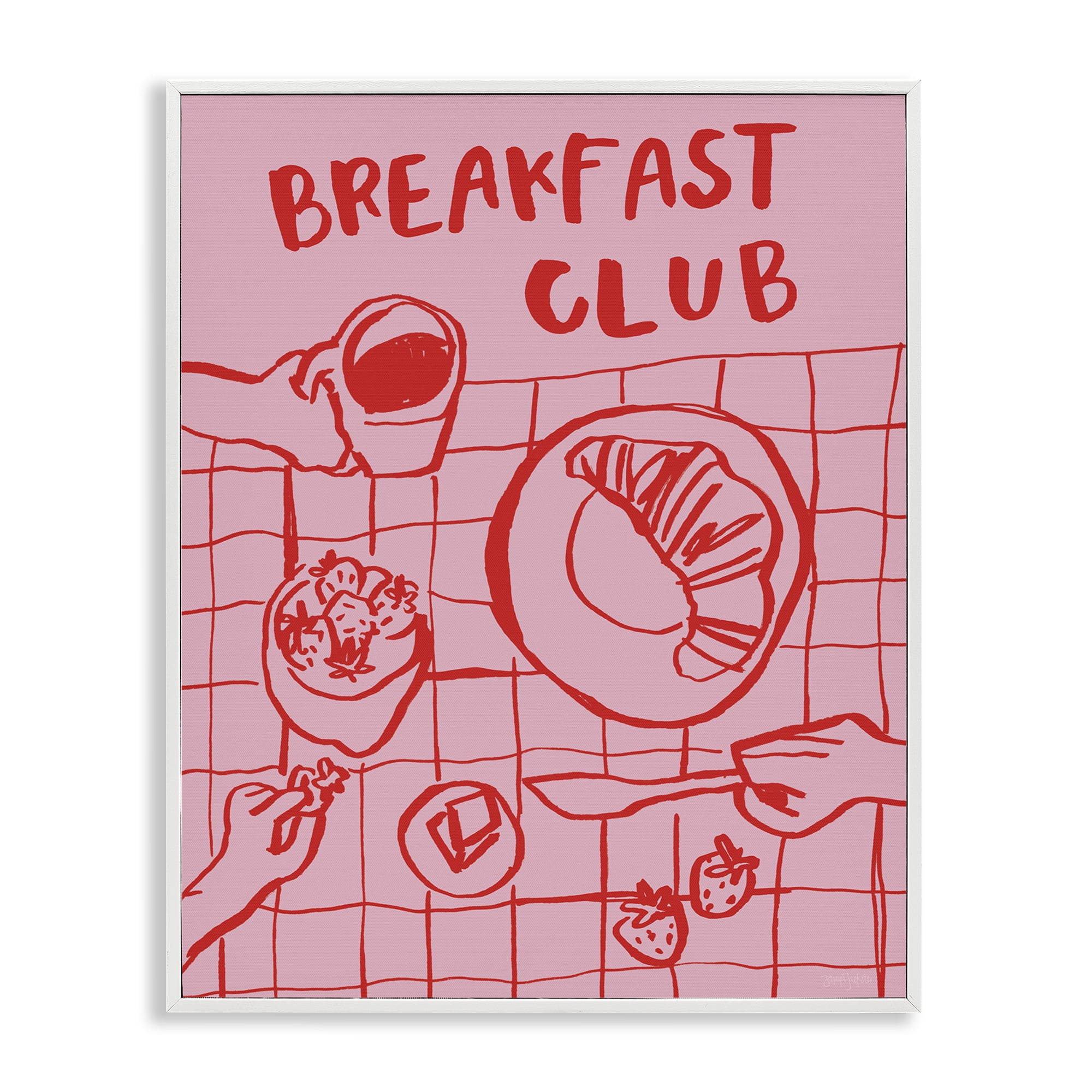 Stupell Industries Breakfast Club Doodles White Framed Giclee Art ...