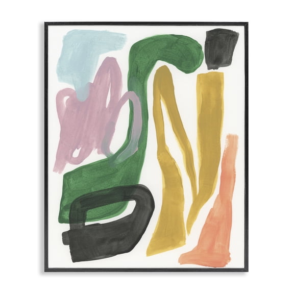 Stupell Industries Boho Modern Shapes Abstract Painting Black Framed ...