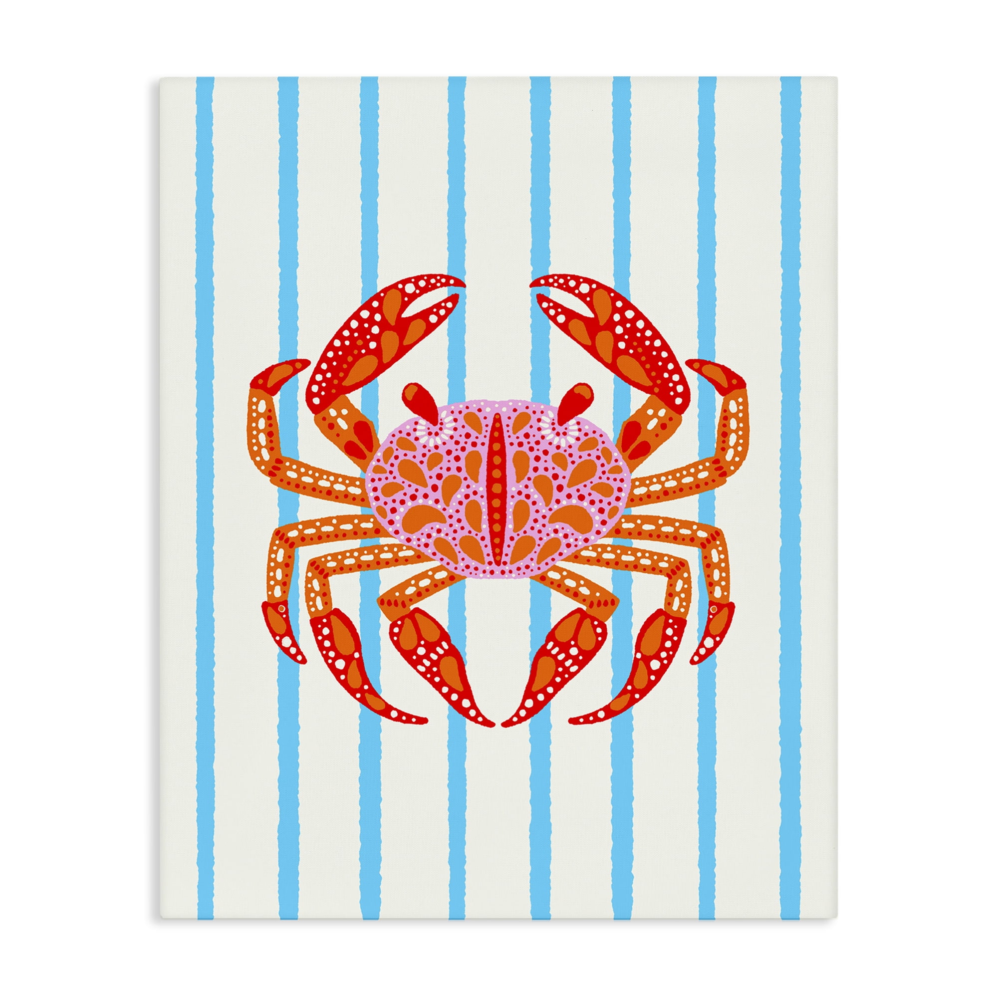 Stupell Industries Bright Crab on Stripes Canvas Wall Art, design by ...