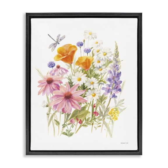 Stupell Industries Bright Flowers & Butterfly Botanical & Floral ...