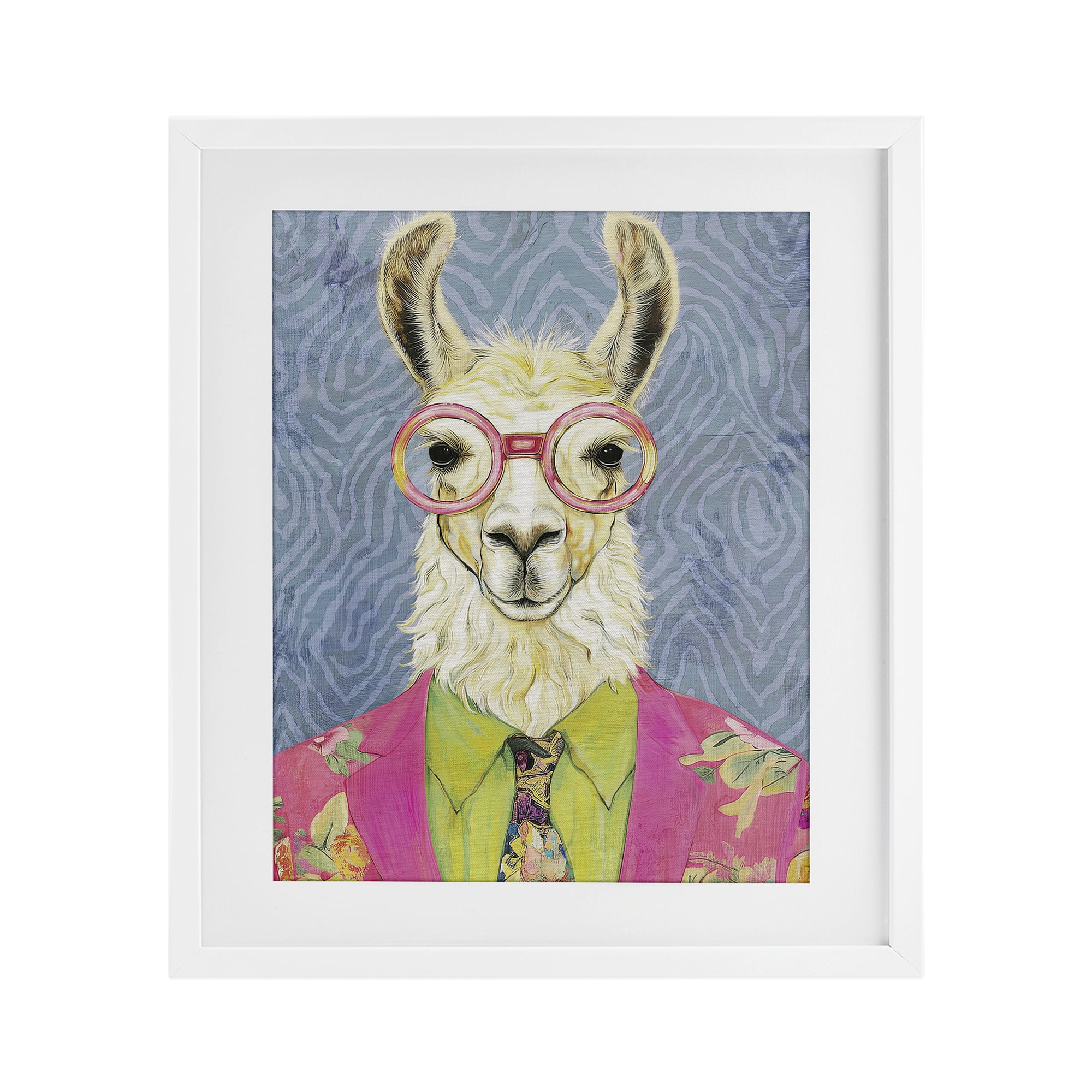 Stupell Industries Bright Gaze Llama White Framed Print Under Glass ...