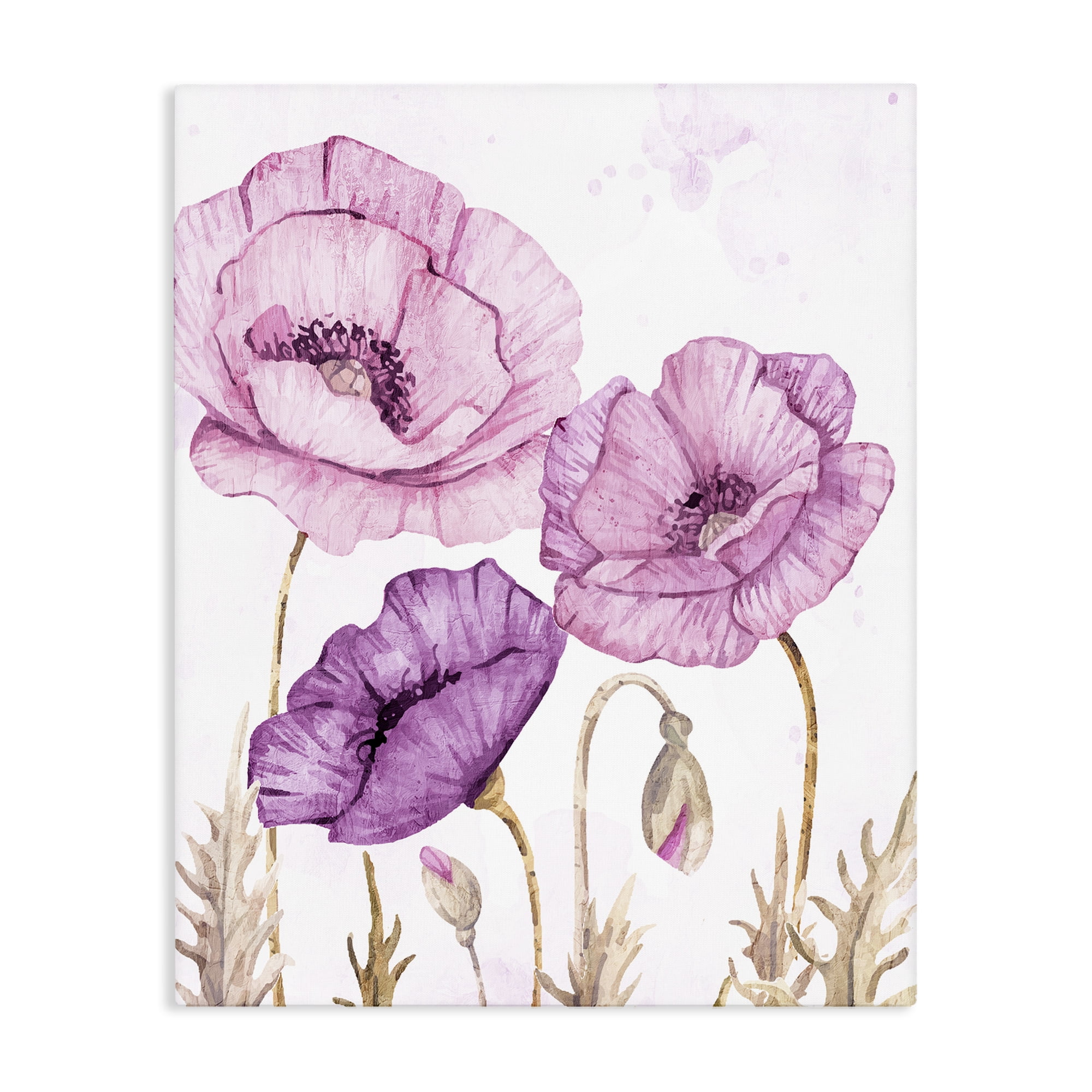 Stupell Industries Bright Purple Poppies Canvas Wall Art, design by Kim ...