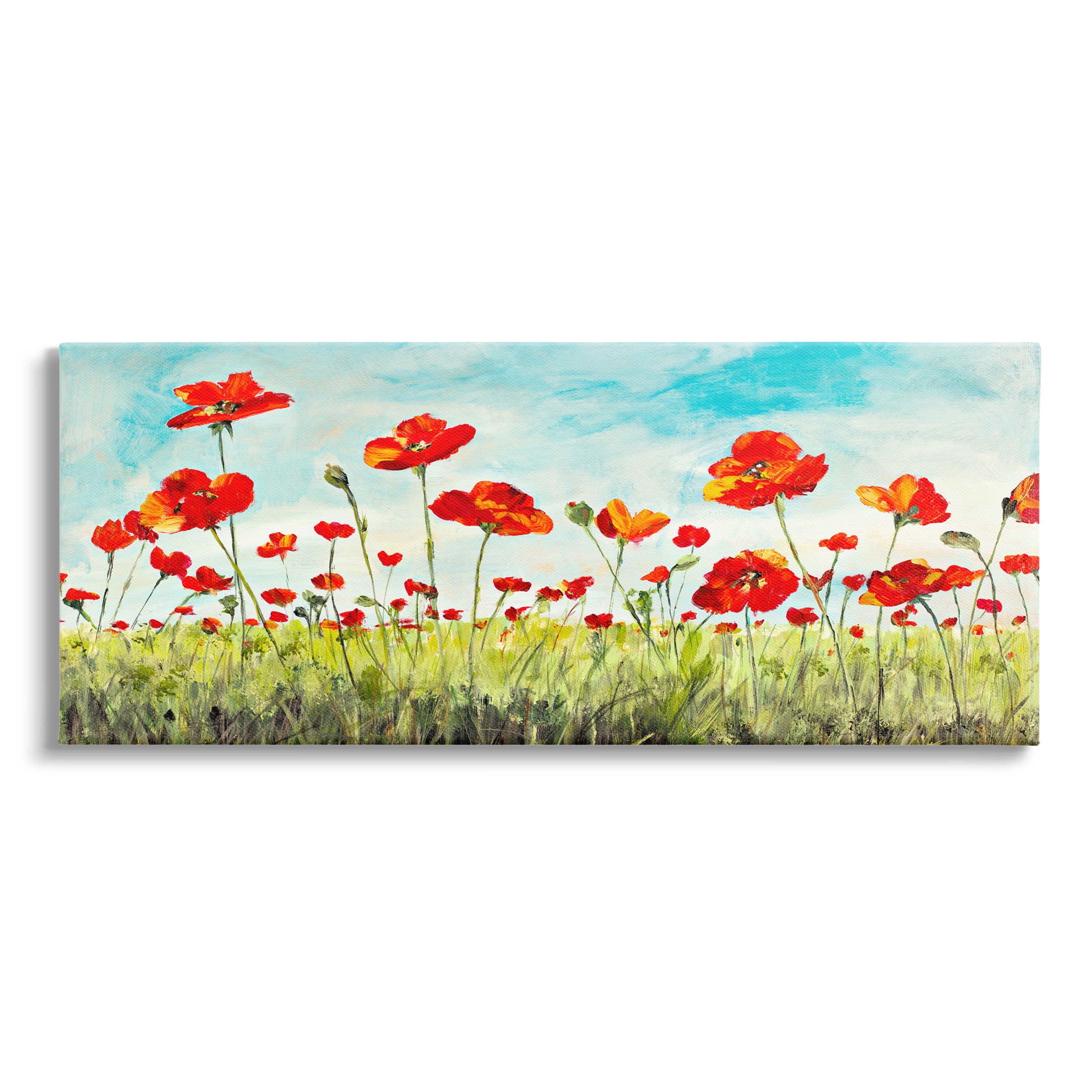 Stupell Industries Bright Red Poppies Meadow Painting Gallery Wrapped ...