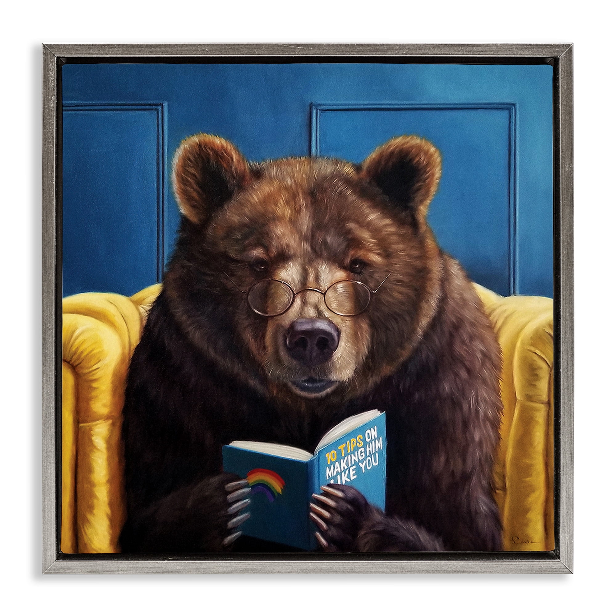 Stupell Industries Brown Bear Reading Dating Book Animals & Insects ...