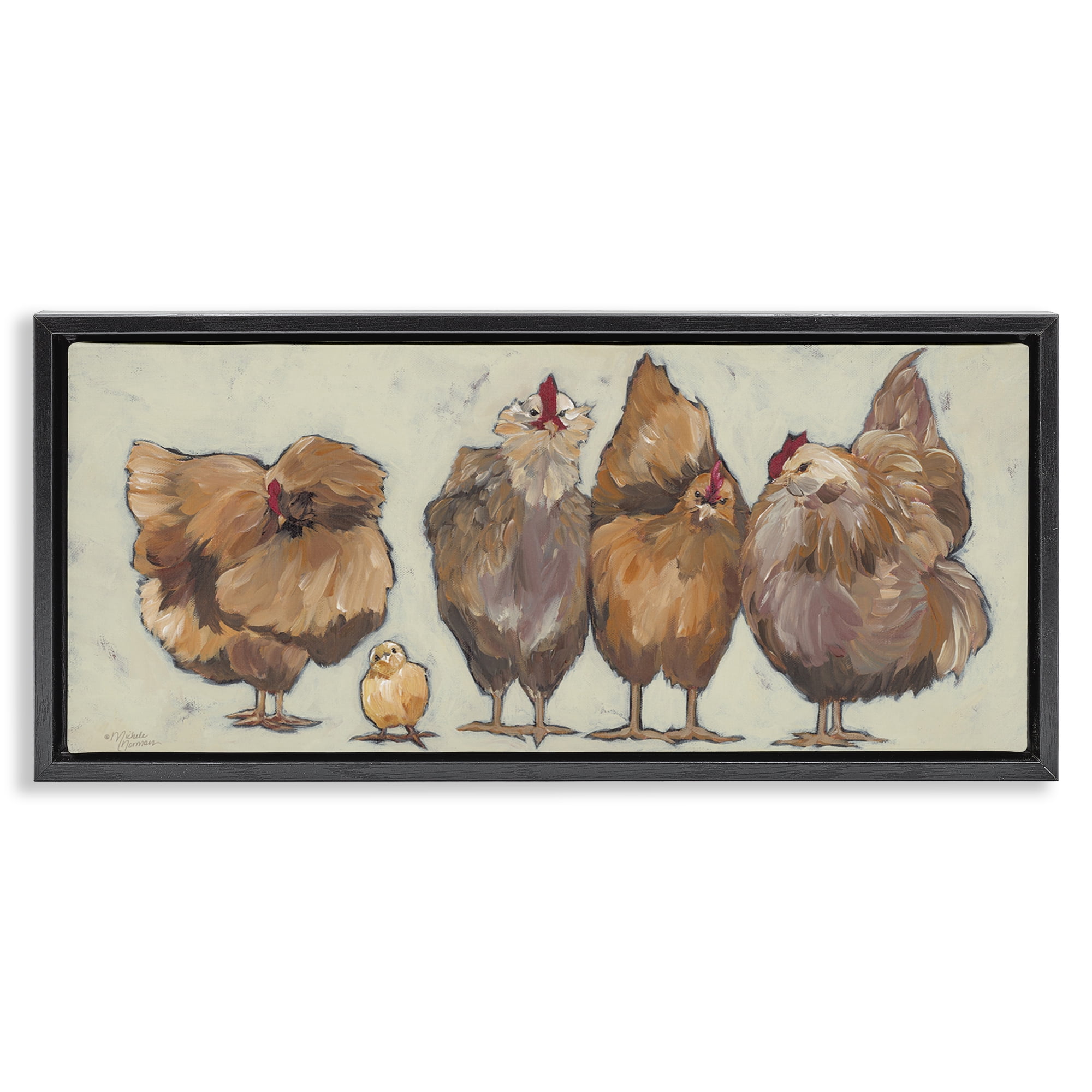 Stupell Industries Brown Hens and Chick Animals & Insects Painting ...
