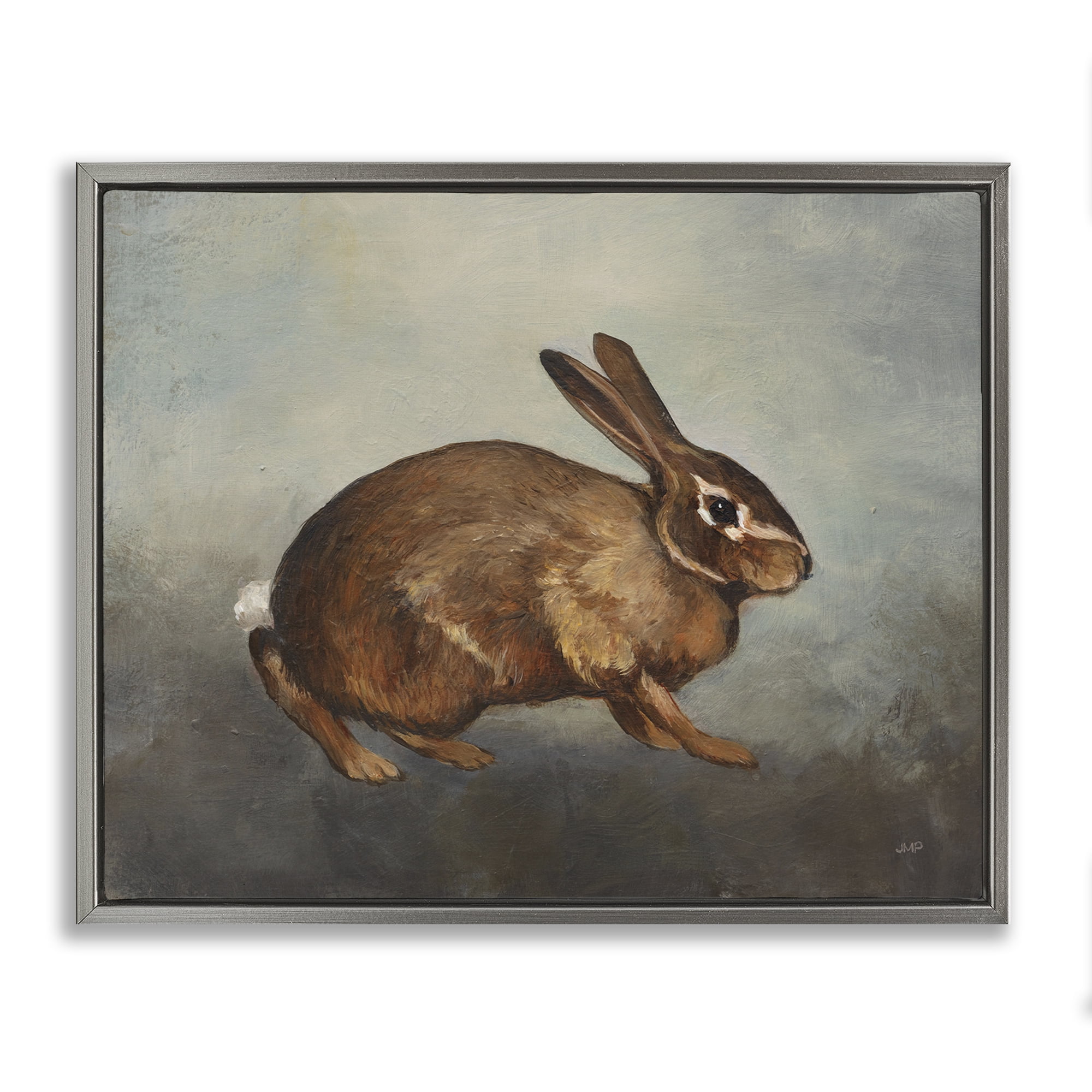 Stupell Industries Brown Rabbit on Grey Animals & Insects Painting Gray ...