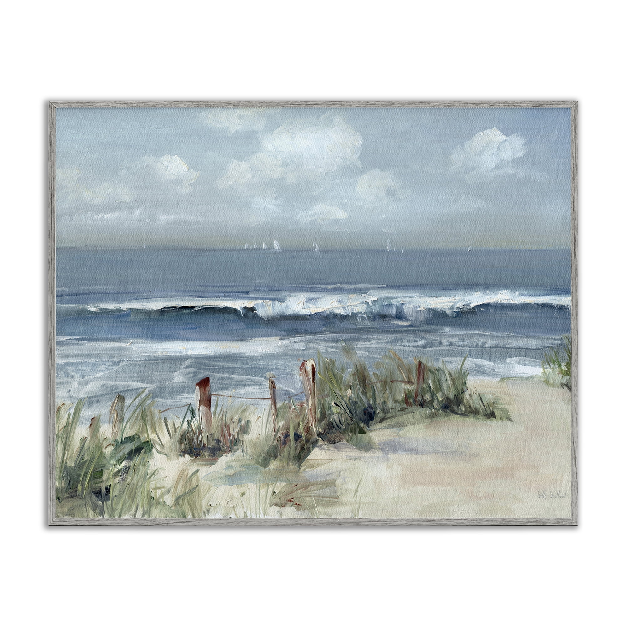Stupell Industries Brushed Expression of Coast Gray Framed Giclee Art ...