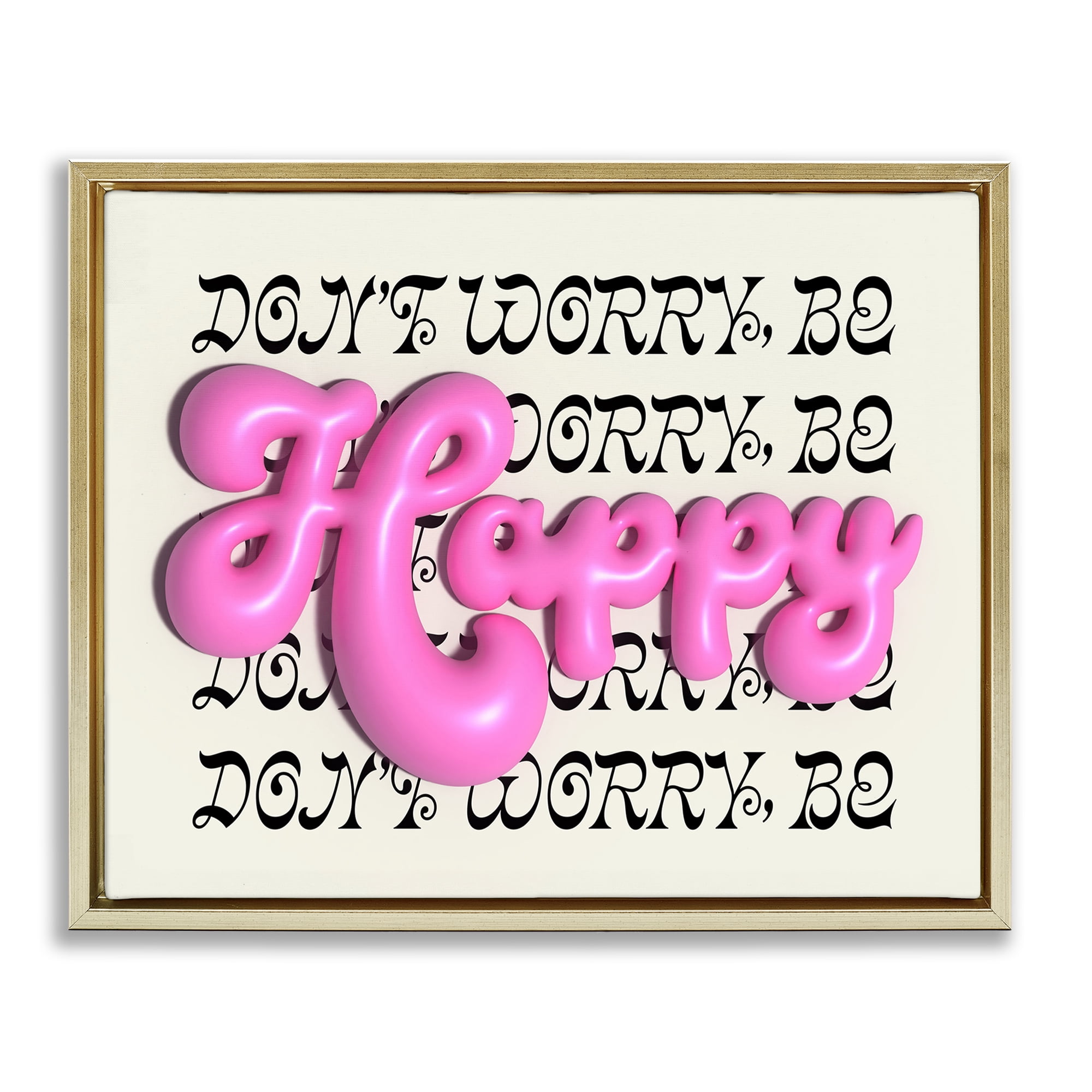 Stupell Industries Bubble Letters Happy Text & Numbers Painting Gold ...