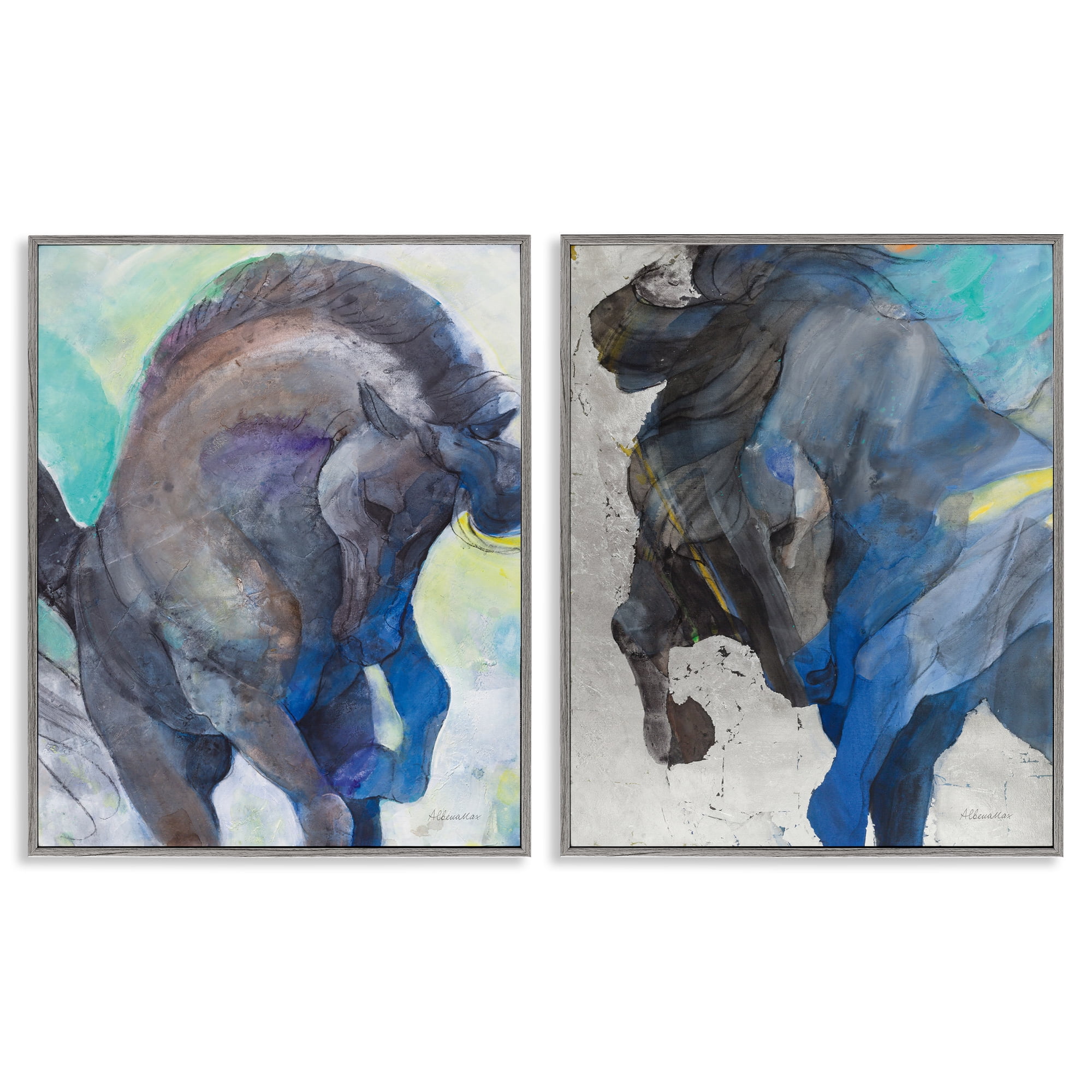 Stupell Industries Bucking Horse Joyful Play Animals Painting Gray ...