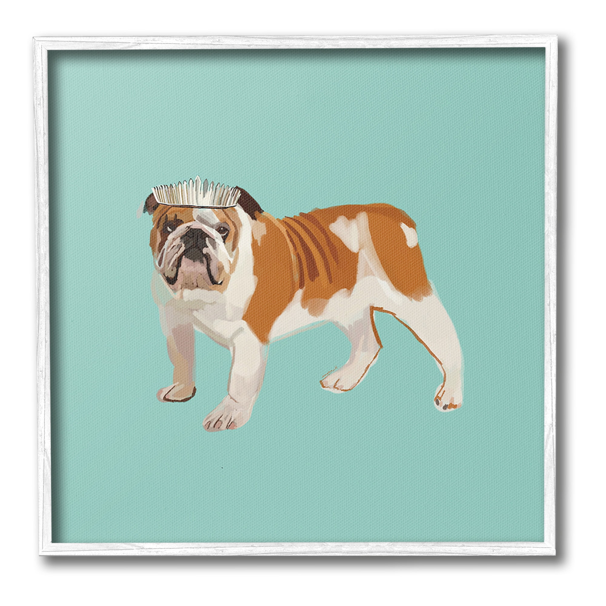 Stupell Industries Bulldog Wearing Tiara Animals & Insects Painting ...