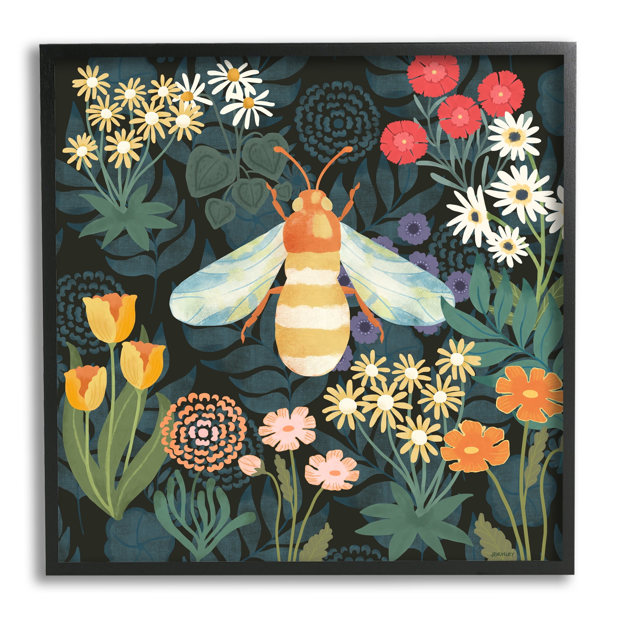 Stupell Industries Bumble Bee Garden Pattern Botanical & Floral ...