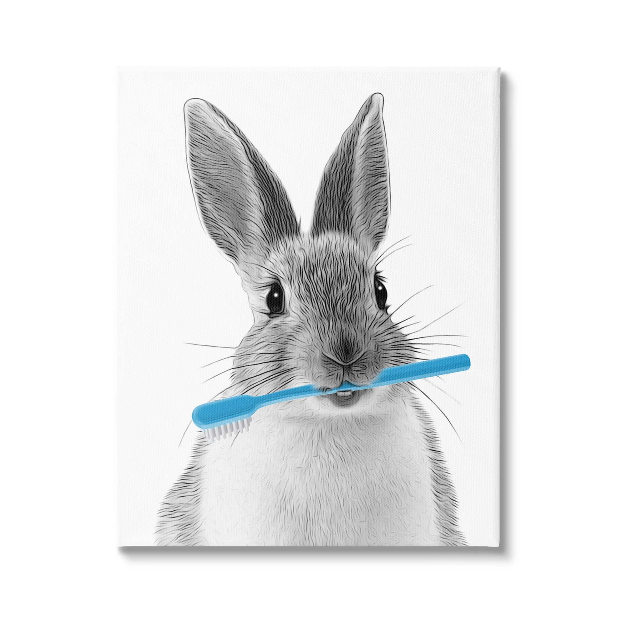 Stupell Industries Bunny Toothbrush Bathroom Animal Animals & Insects ...