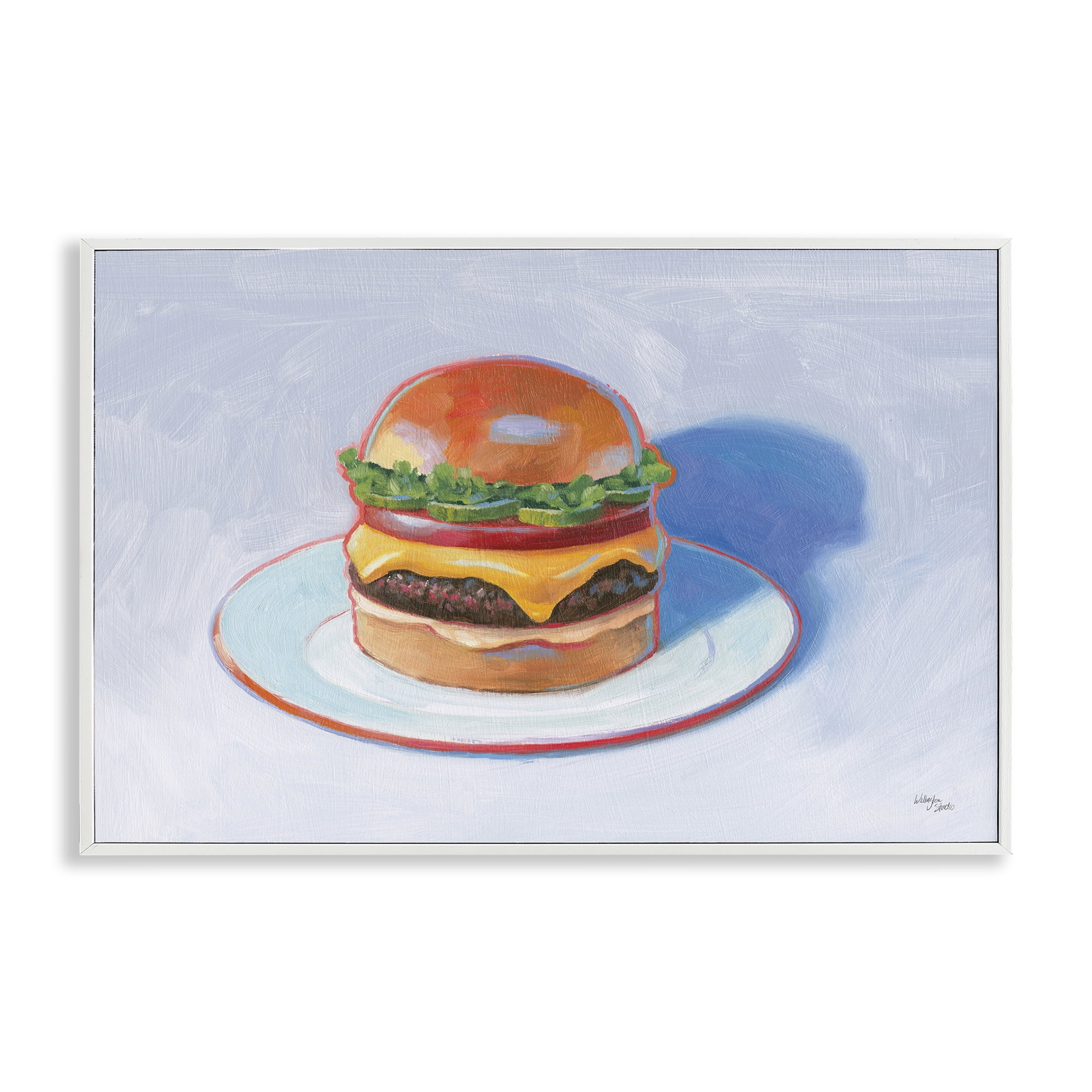 Stupell Industries Burger on Plate Food & Beverage Painting White ...