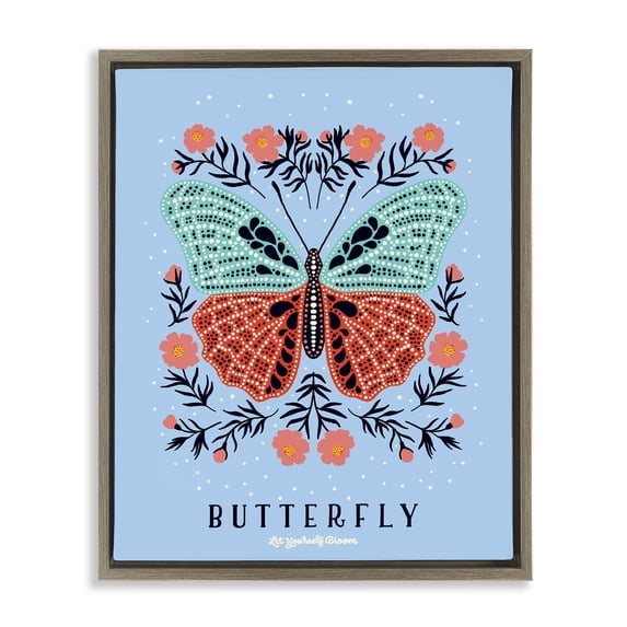 Stupell Industries Butterfly Symmetry on Blue Brown Framed Floater ...