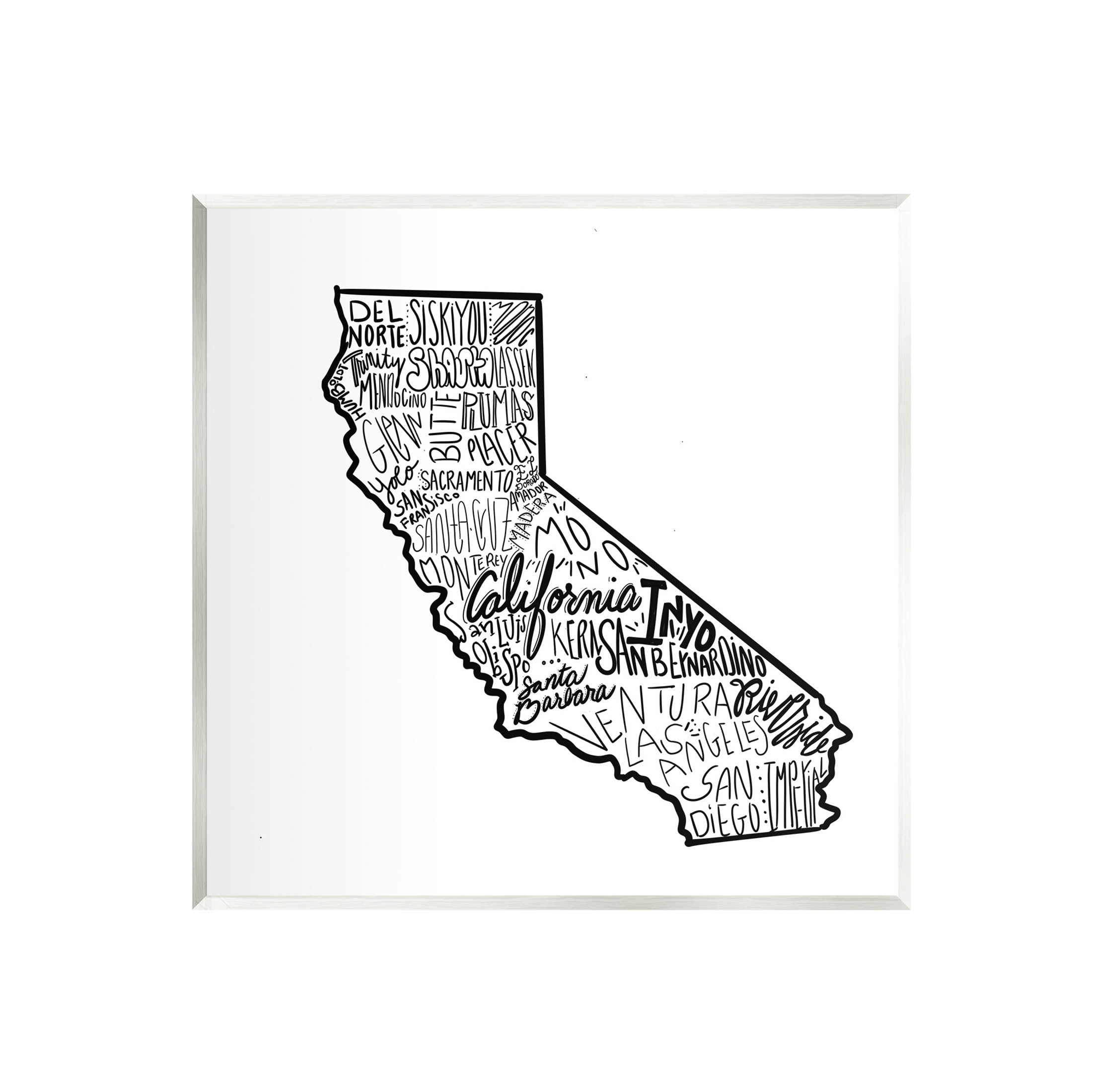 Stupell Industries California State Cities Typography Map Print ...