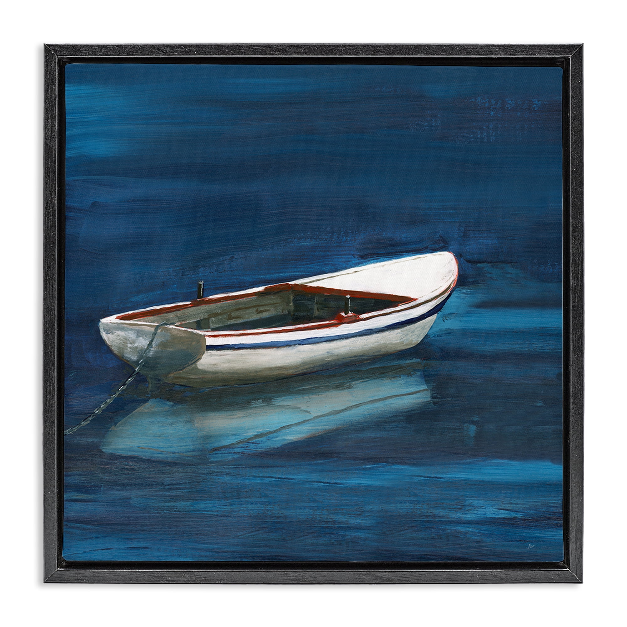 Stupell Industries Calm Floating Boat Transportation Painting Black ...