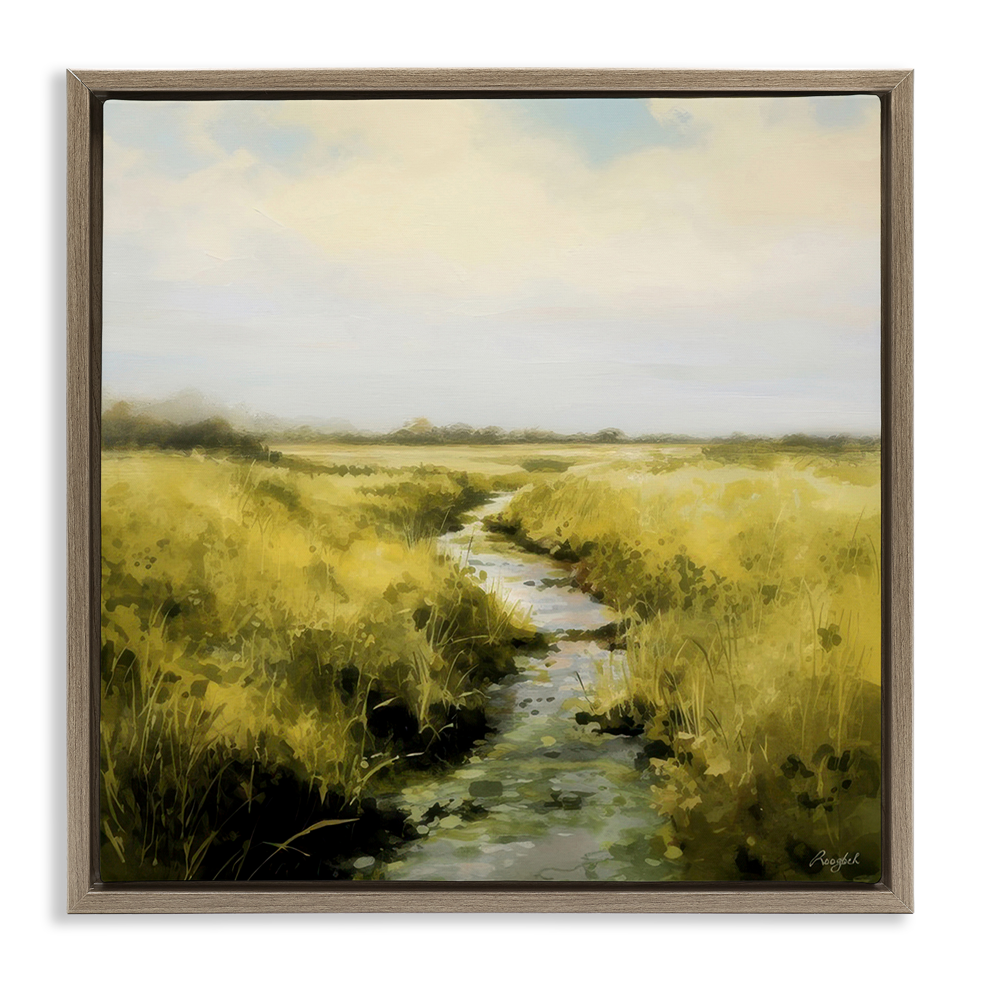Stupell Industries Calming Horizon Stream Landscape & Nature Painting ...