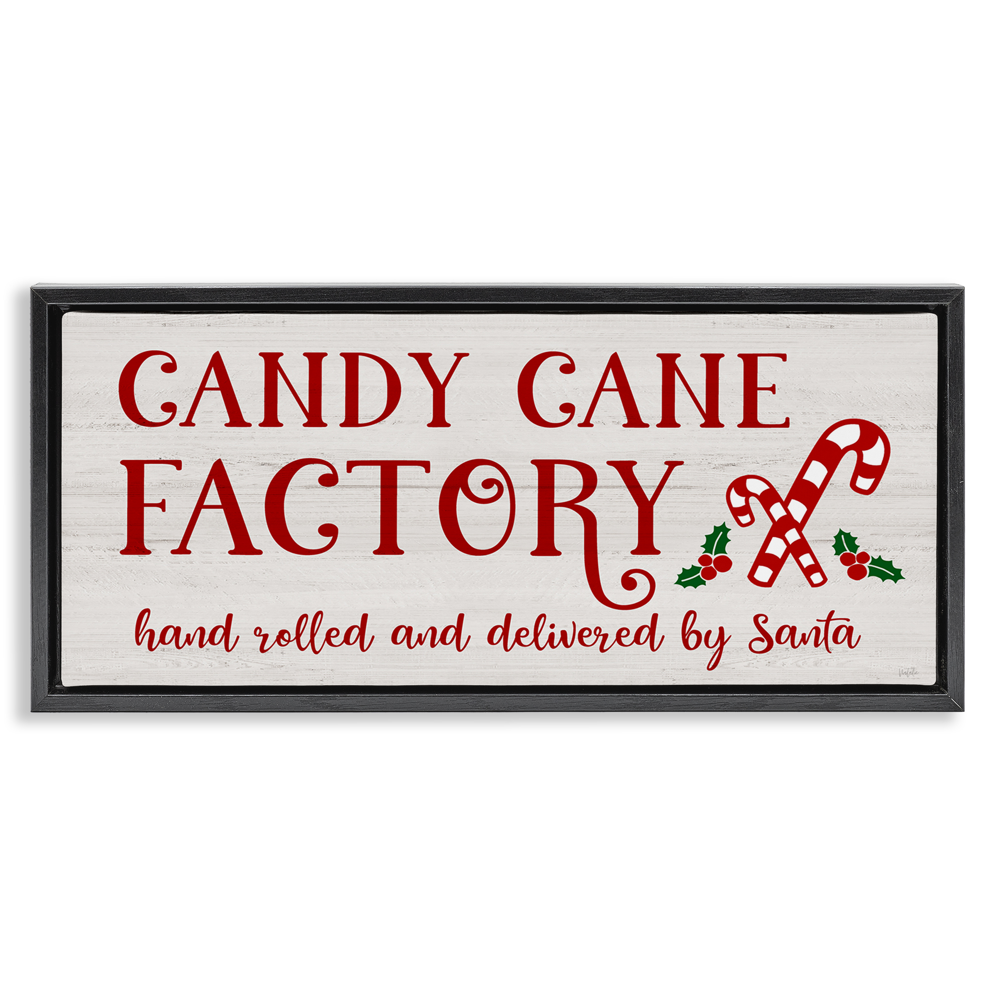 Stupell Industries Candy Cane Factory Holiday Painting Black Floater ...