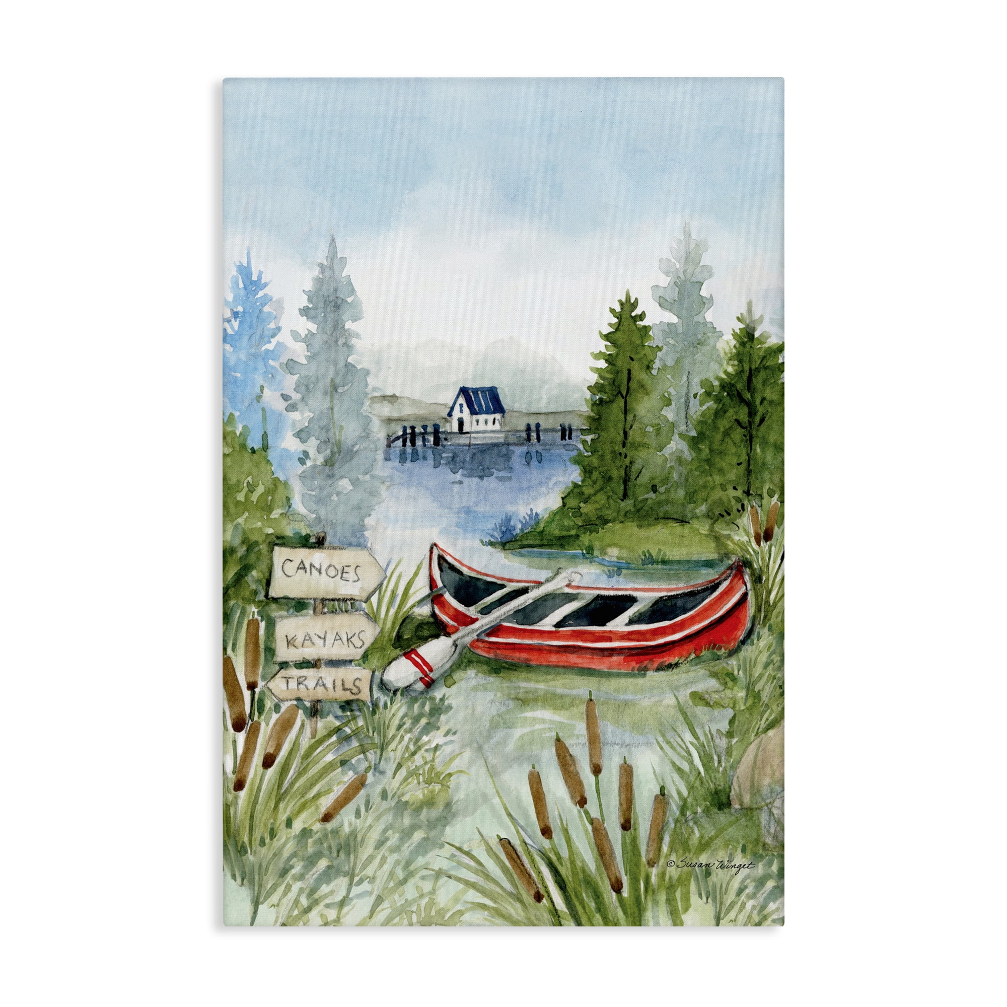Stupell Industries Canoe On Lake Canvas Wall Art, design by Susan ...