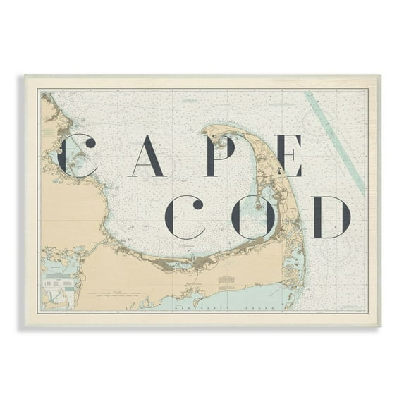 Stupell Industries Cape Cod Beach Vintage Map Word Design Wall Plaque ...