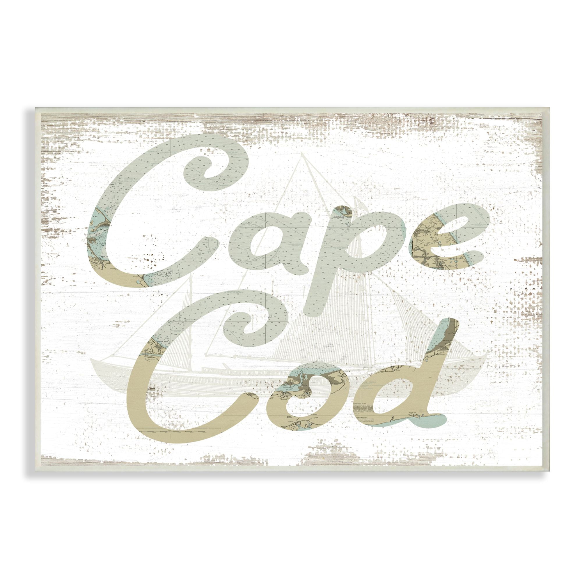 Stupell Industries Cape Cod Beach Map Wall Plaque by Daphne Polselli ...