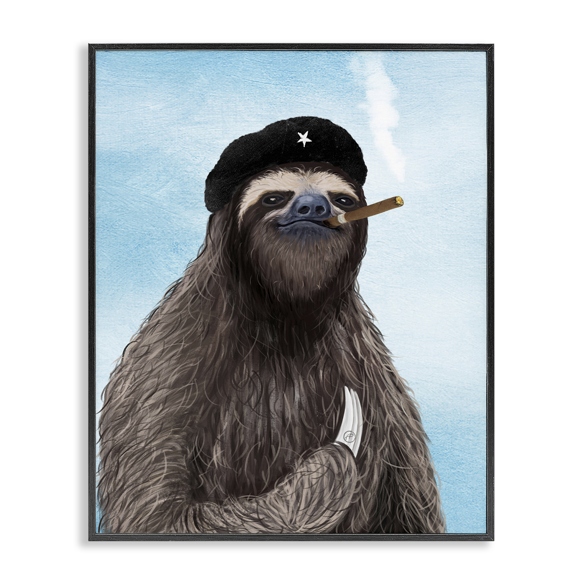Stupell Industries Captain Sloth & Cigar Novelty & Humor Painting Black ...