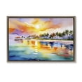 Stupell Industries Caribbean Calm Sunset Brown Framed Floater Canvas ...