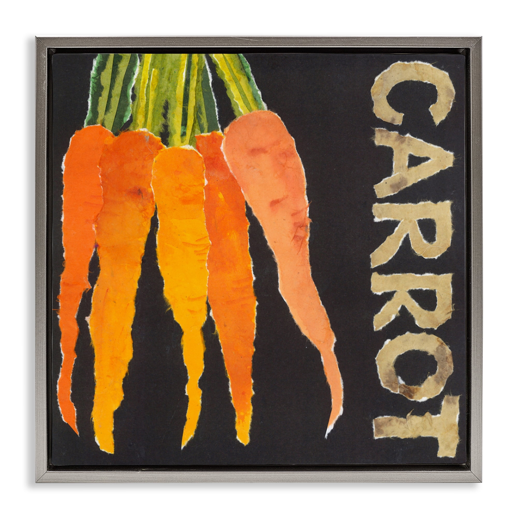 Stupell Industries Carrot Root Vegetable Gray Framed Floater Canvas ...