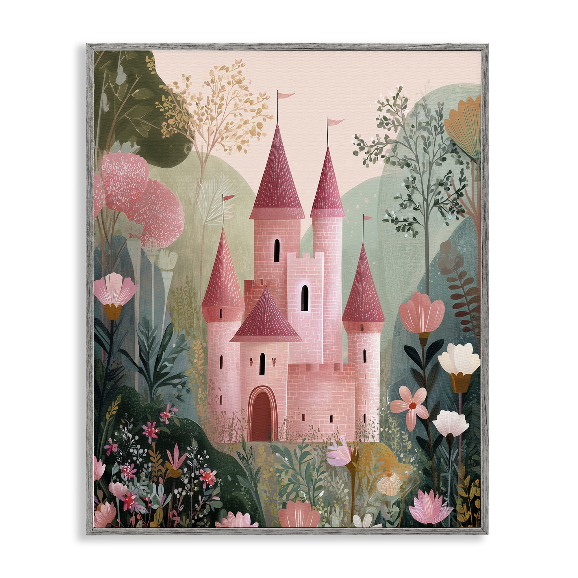 Stupell Industries Castle For A Princess Gray Framed Giclee Art, design ...