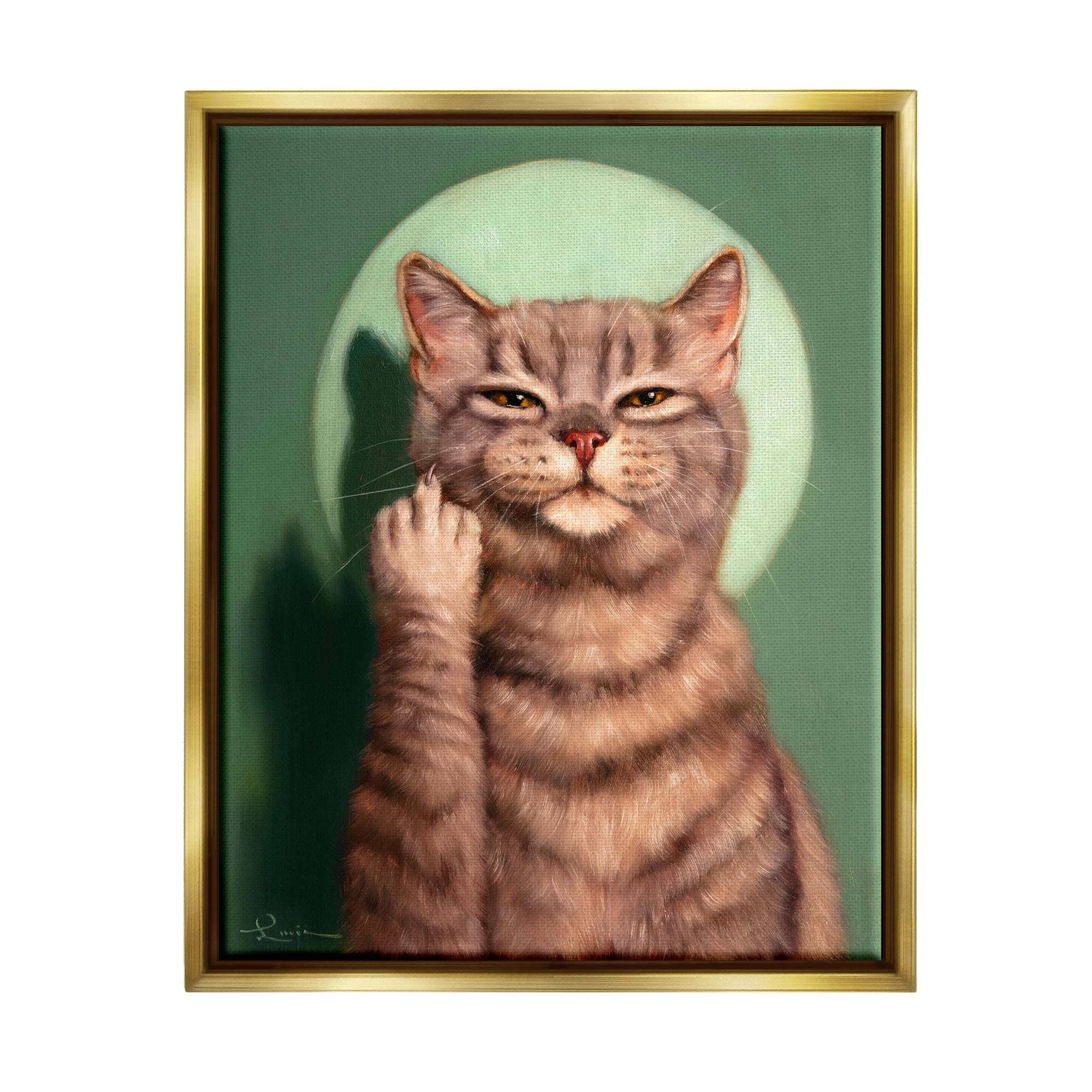 Stupell Industries Cat & Middle Finger Animals & Insects Painting Gold ...