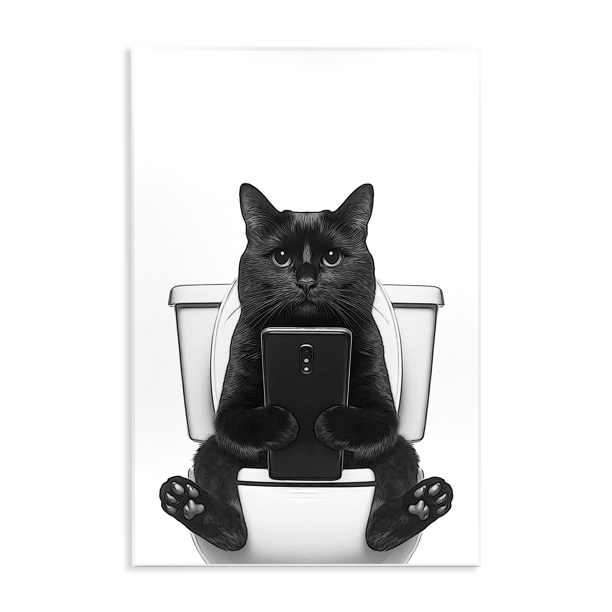 Stupell Industries Cat Texting on Toilet Typography Painting Unframed ...